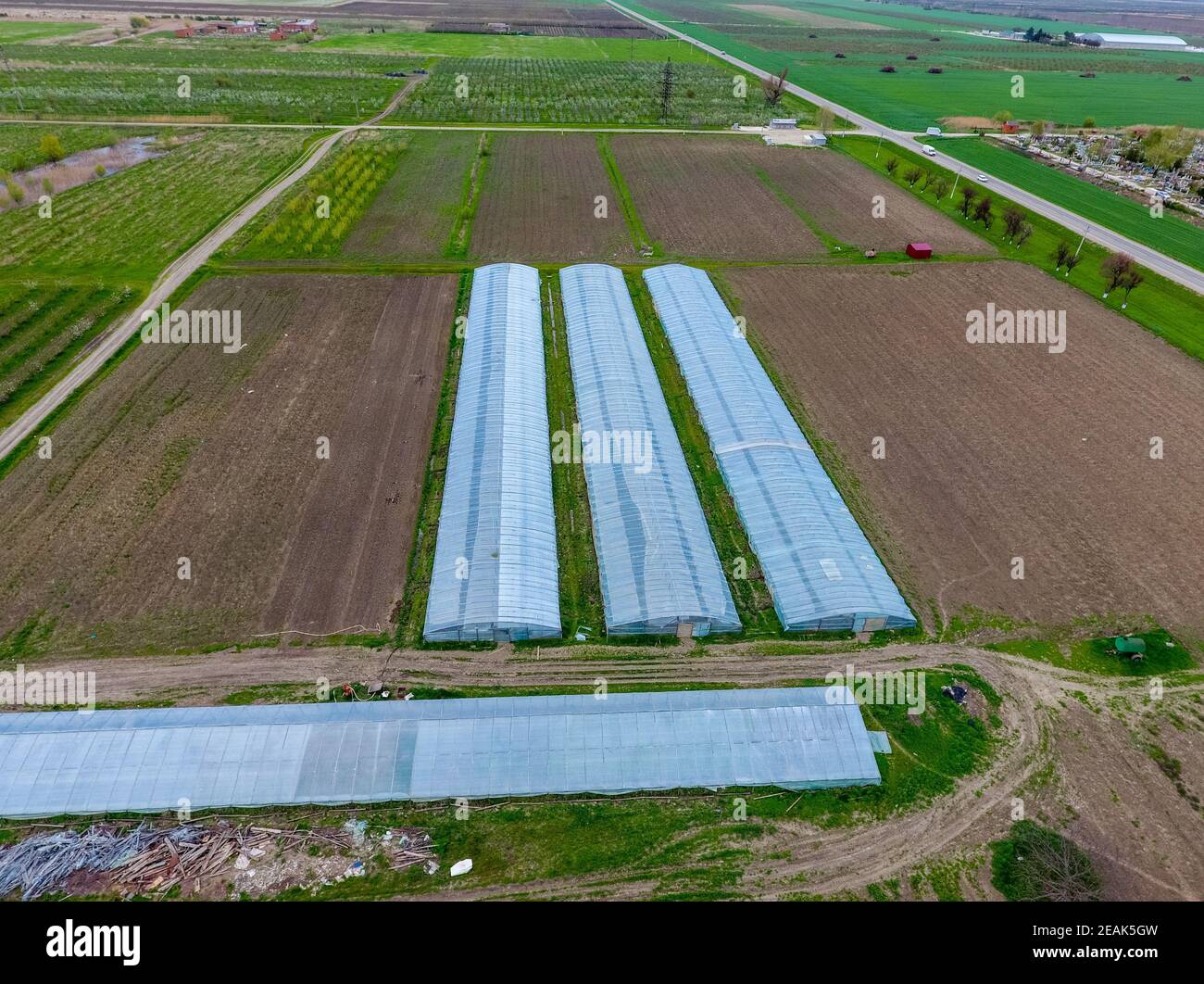 Greenhouses view from above Stock Photo - Alamy