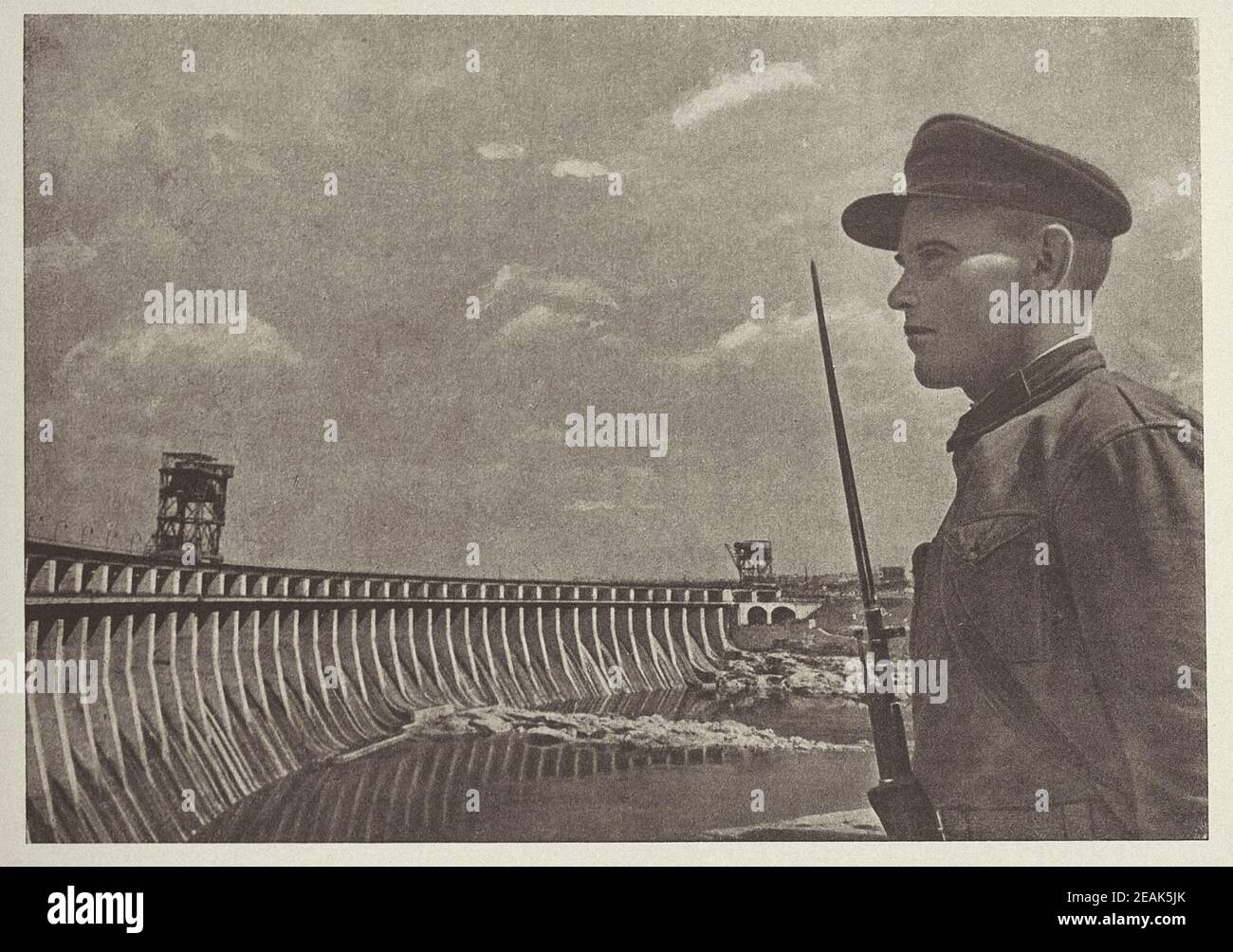 Red Army. From soviet propaganda book of 1937. Soviet sentinel on guard ...