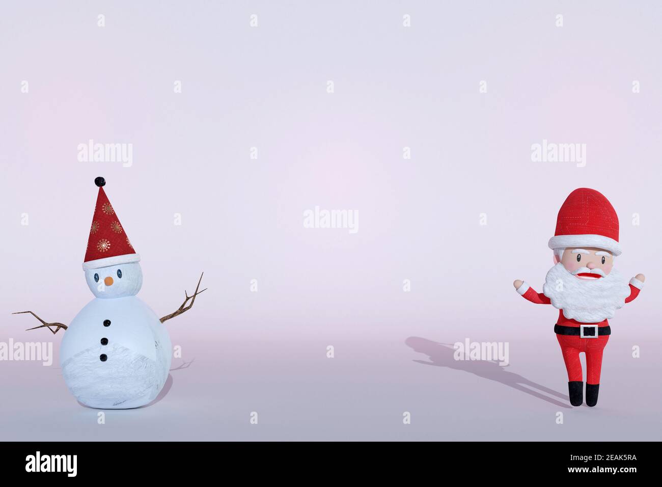 3D Rendering , The dance of a cheerful Santa Claus and Snowman on ICE ...