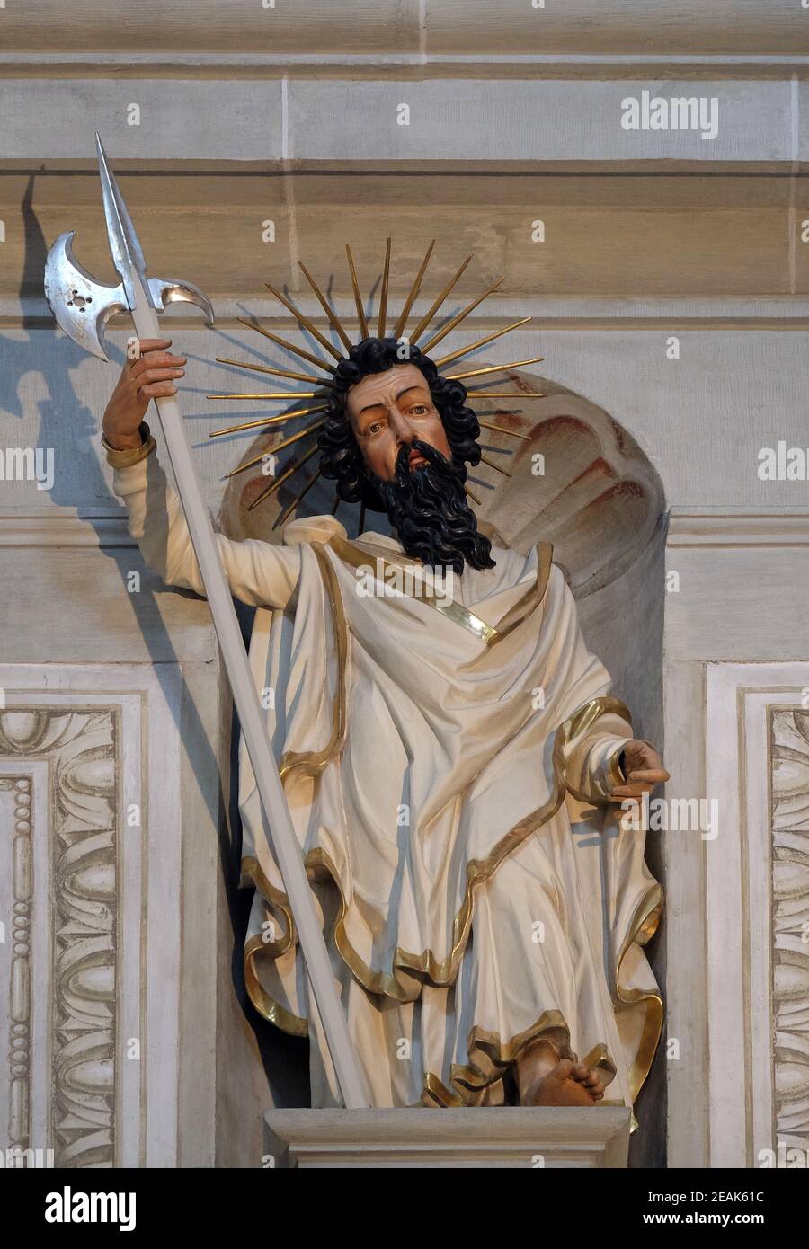 Apostle, statue in the church of St. Leodegar in Lucerne, Switzerland ...