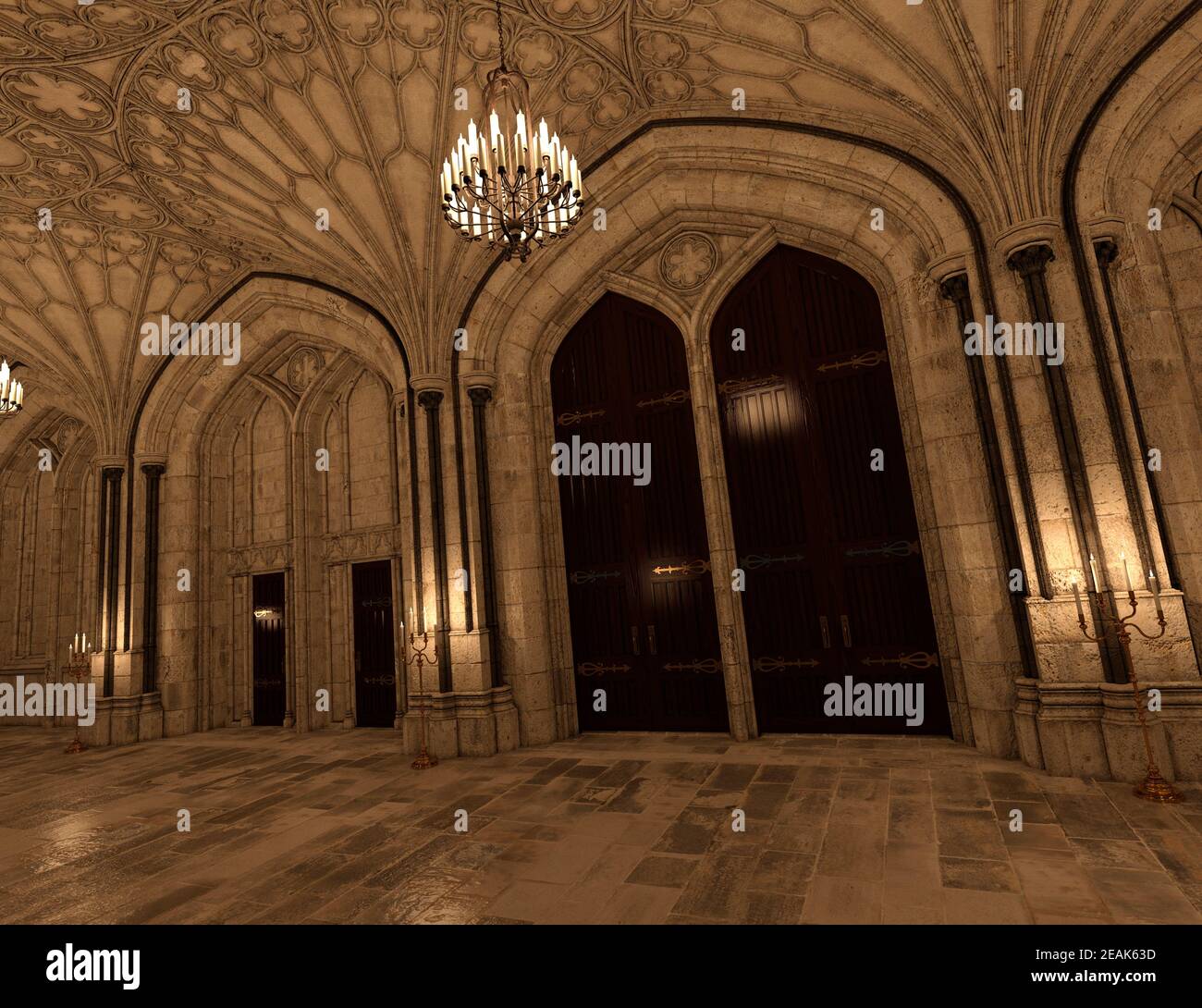 Gothic castle hallway hi-res stock photography and images - Alamy