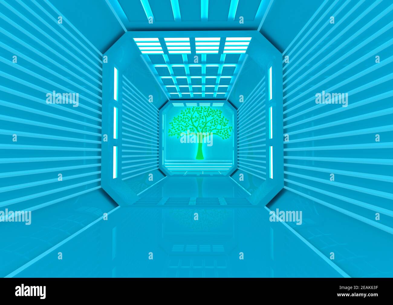 3D Rendering Futuristic Corridor Stock Photo - Alamy