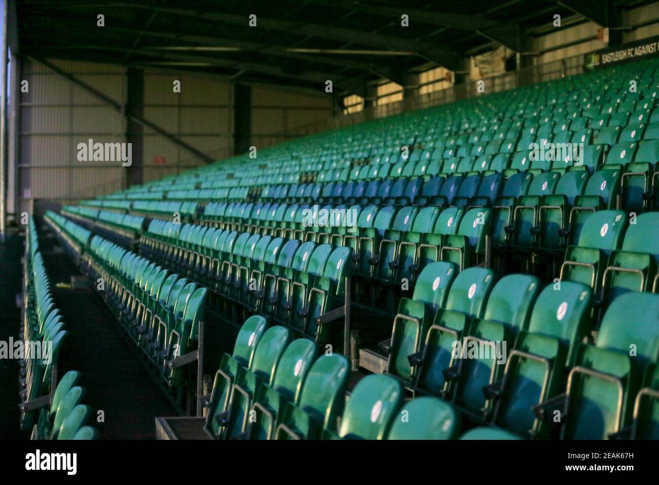 Empty seats during the National League game between Eastleigh FC and ...