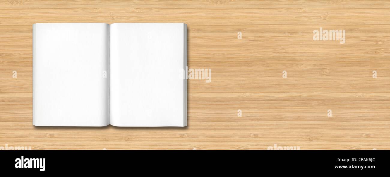 Open book isolated on wooden banner Stock Photo - Alamy