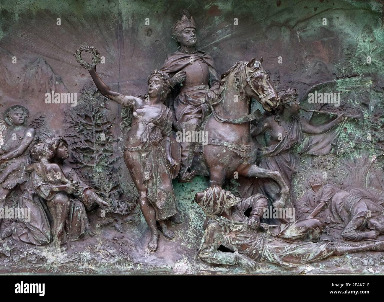 Relief on a monument from 1893 of poet Ivan Gundulic in Dubrovnik ...