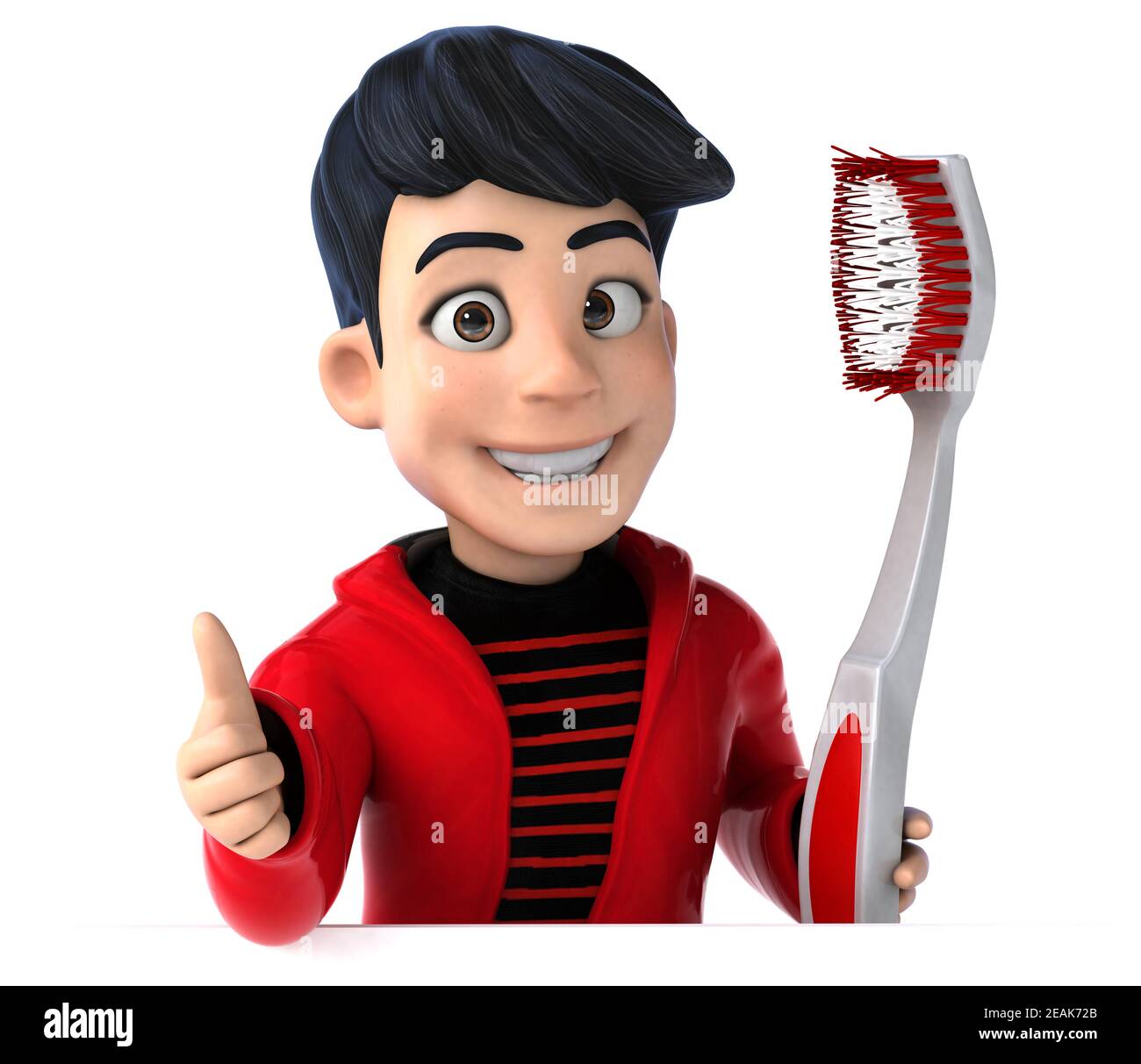 Fun 3D cartoon teenage boy with a toothbrush Stock Photo - Alamy