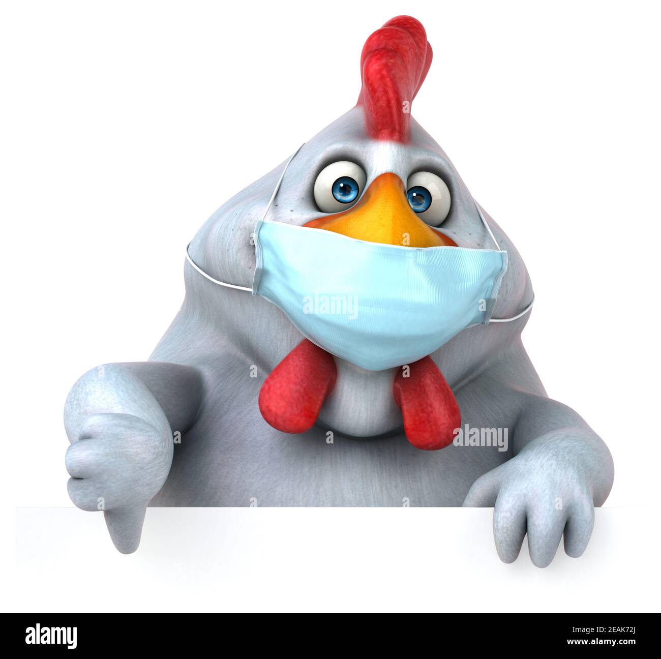 Fun 3D cartoon chicken with a mask Stock Photo - Alamy