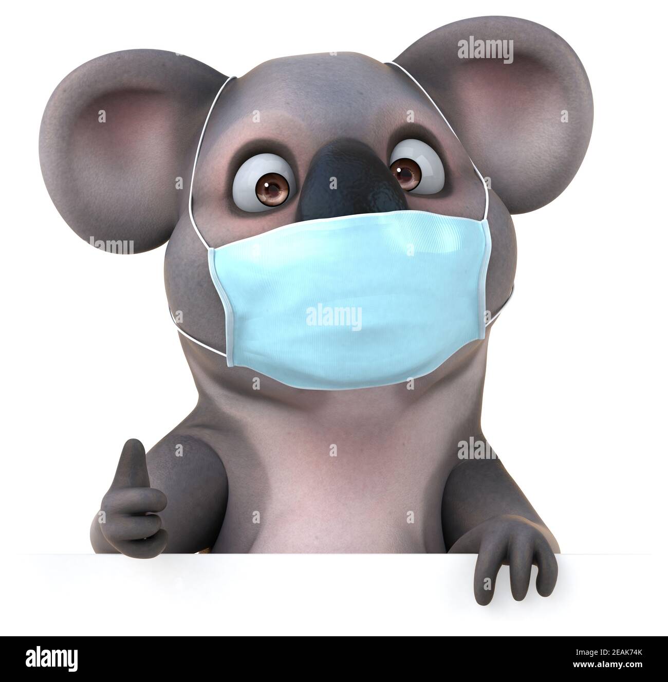 Fun 3D cartoon koala with a mask Stock Photo - Alamy