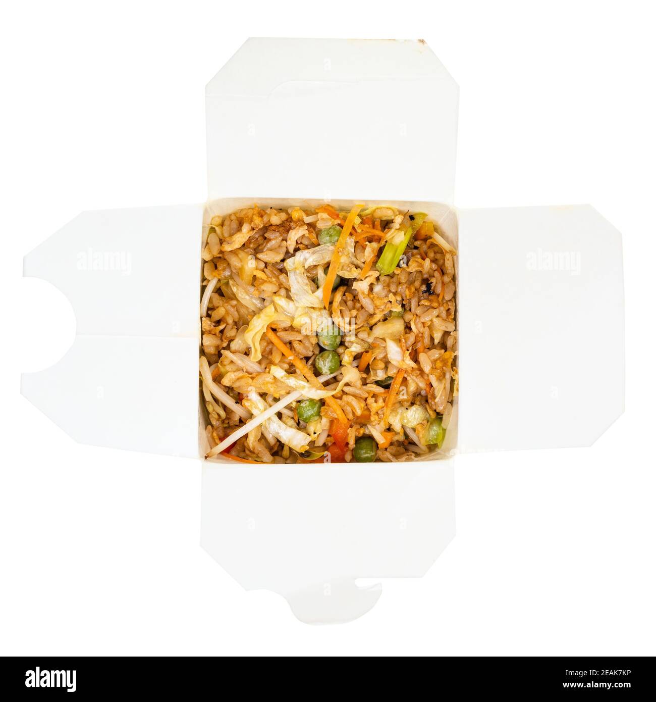 fried rice with vegetables in box isolated Stock Photo - Alamy