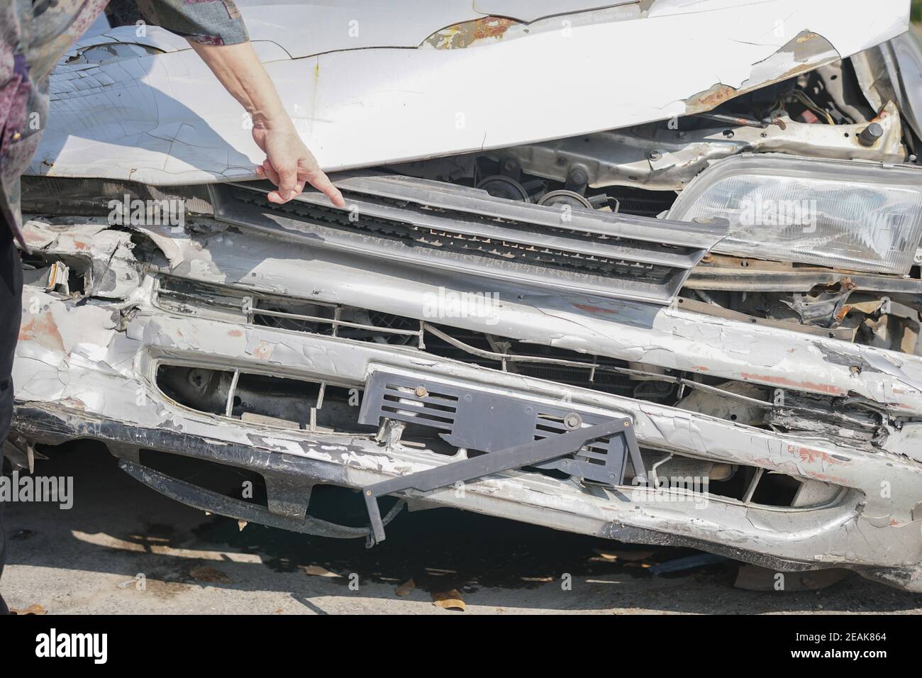 crashed damaged broken car. automobile crash collision accident Stock ...