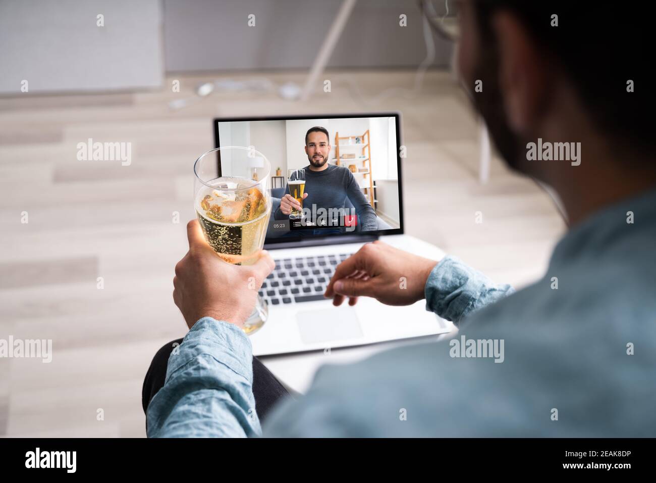 Online Virtual Beer Drinking Party Stock Photo - Alamy