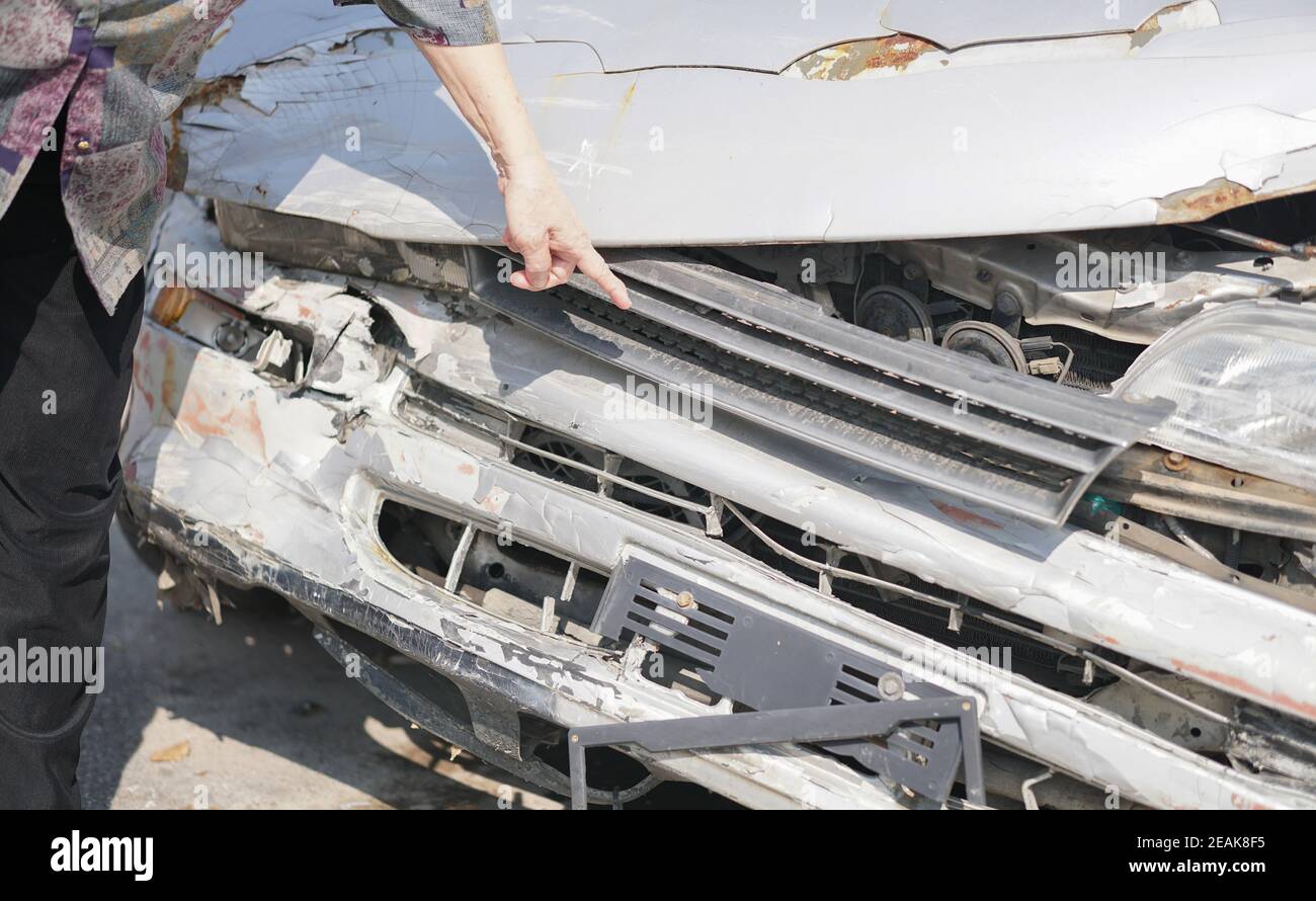 crashed damaged broken car. automobile crash collision accident Stock ...