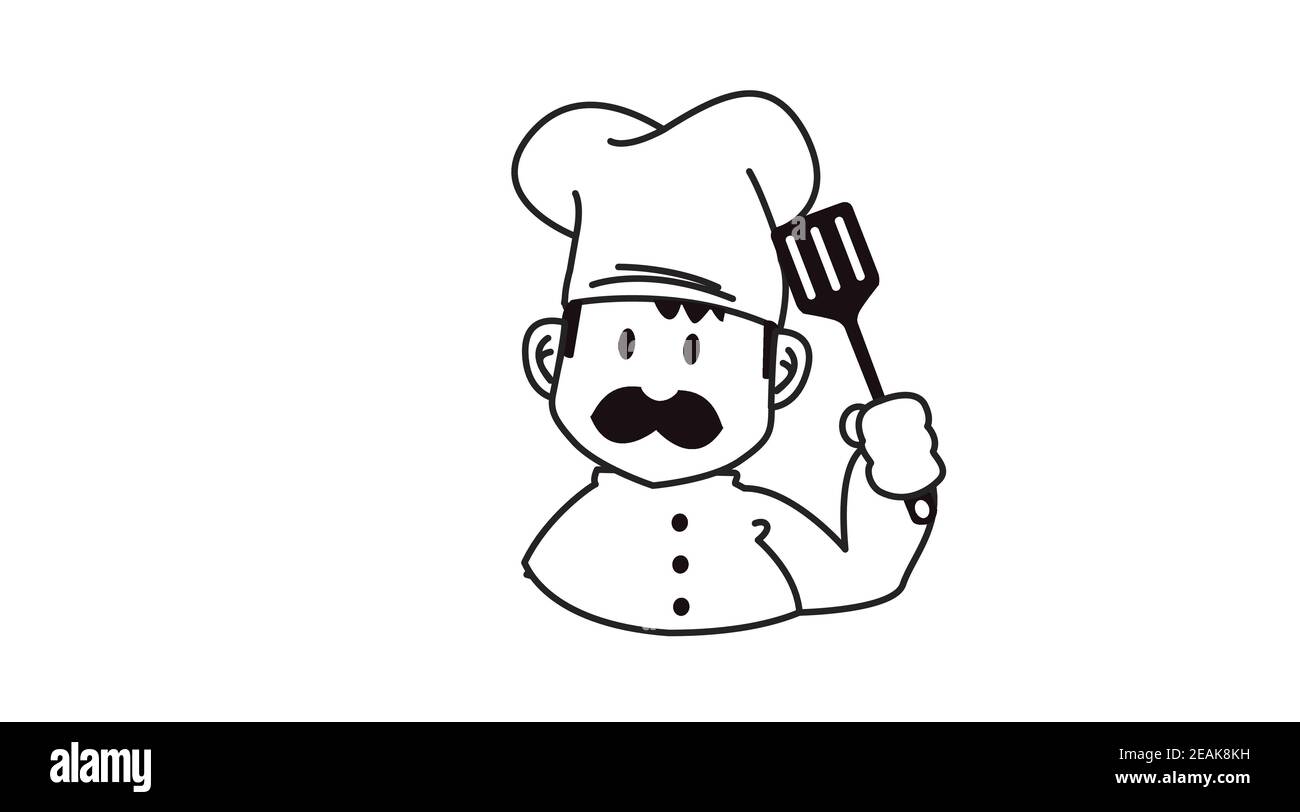 Vector Isolated Illustration of a Chef. Black and White Chef, Kitchen ...
