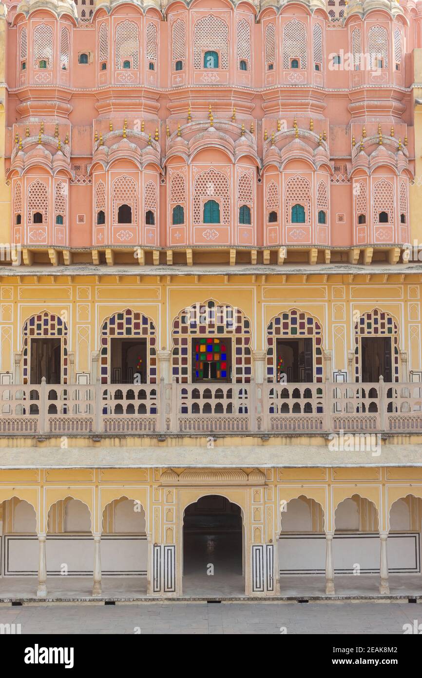 Inside view of Hawa Mahal windows, Jaipur, Rajasthan, India Stock Photo ...