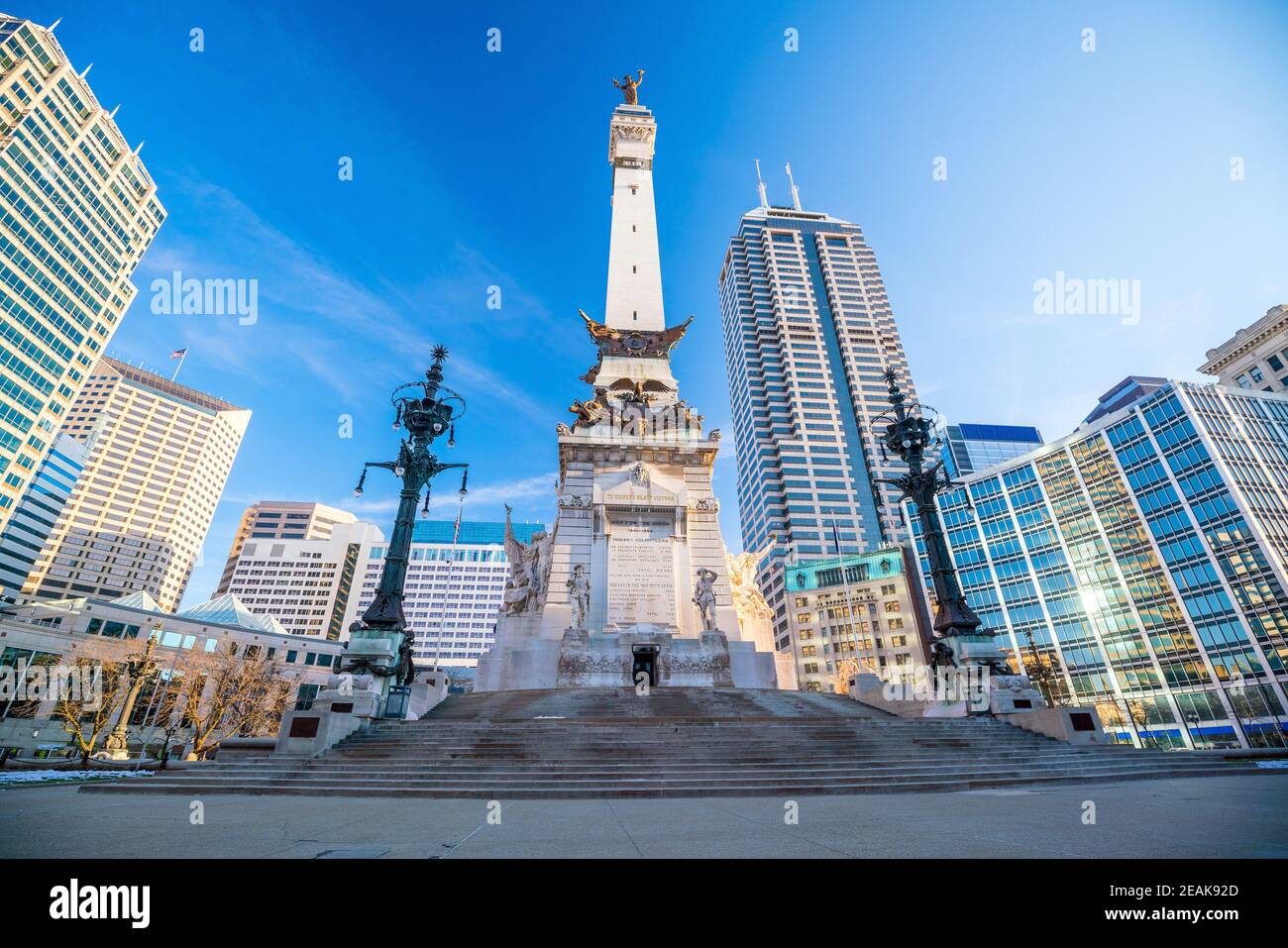 Downtown Indianapolis skyline with blue sky Stock Photo - Alamy