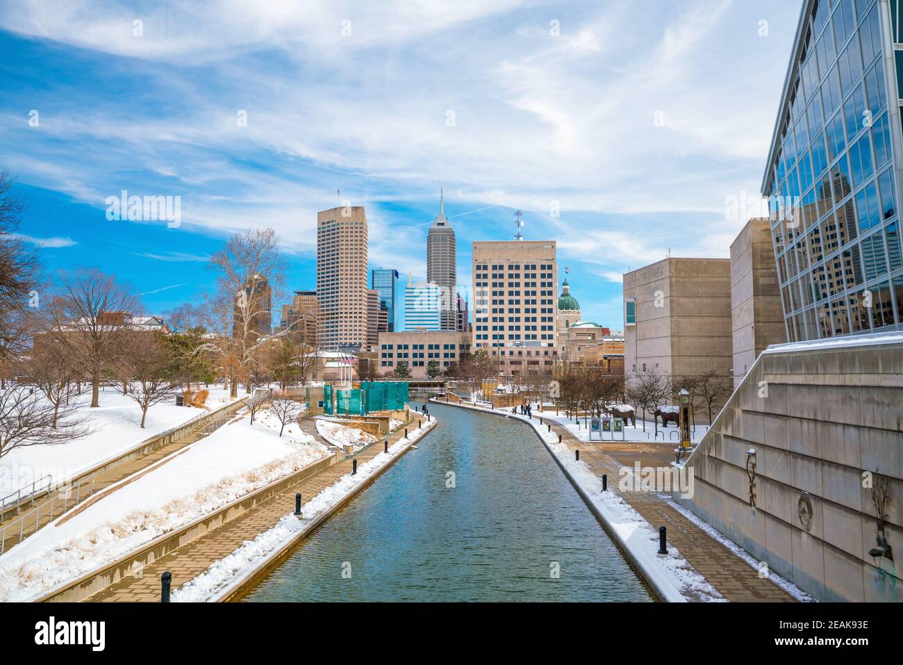 Downtown Indianapolis skyline with blue sky Stock Photo - Alamy
