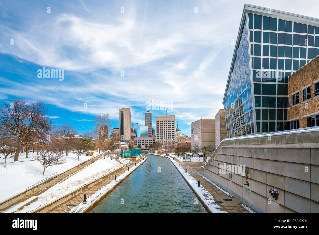 Downtown Indianapolis skyline with blue sky Stock Photo - Alamy