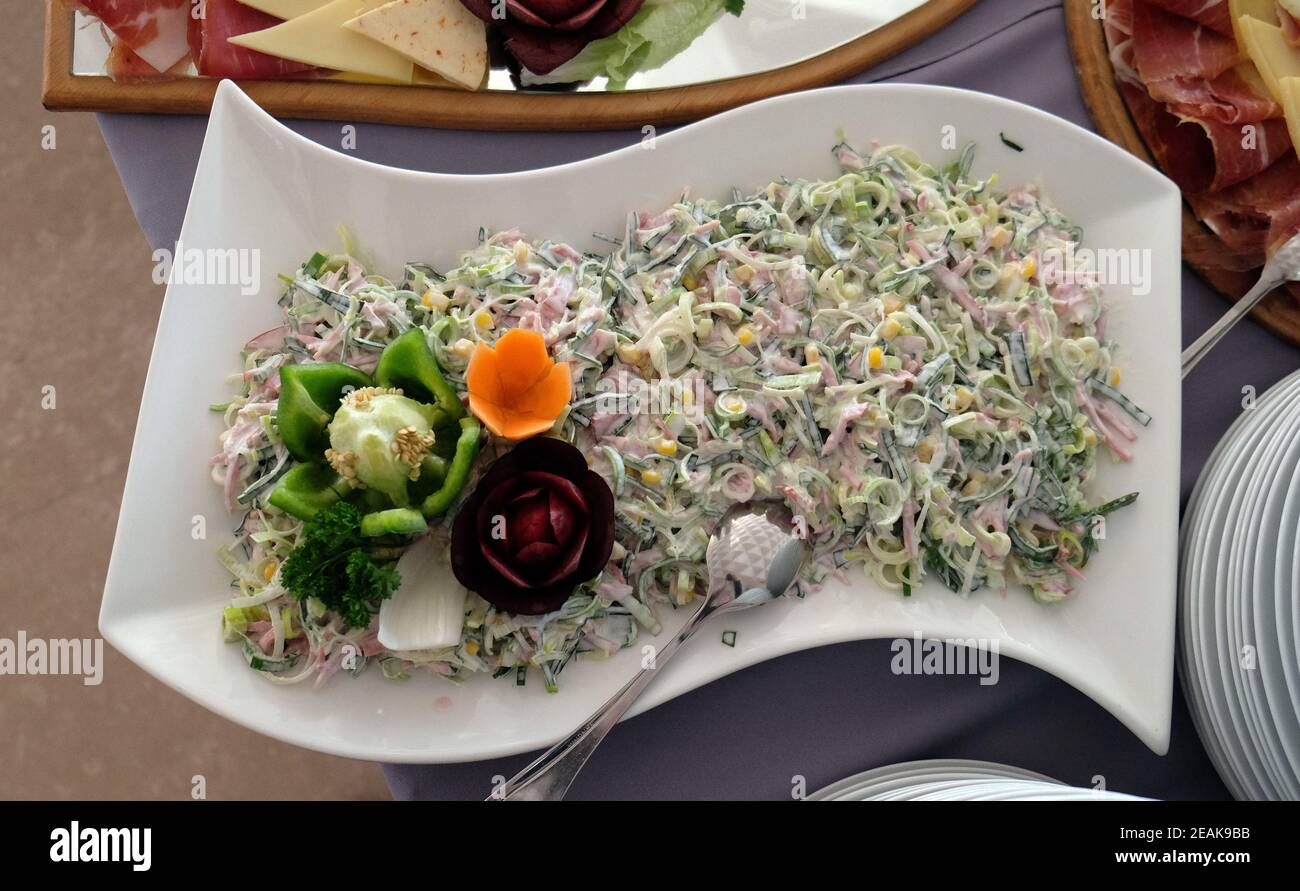 Classic Croatian plate with fine salad with ham Stock Photo - Alamy