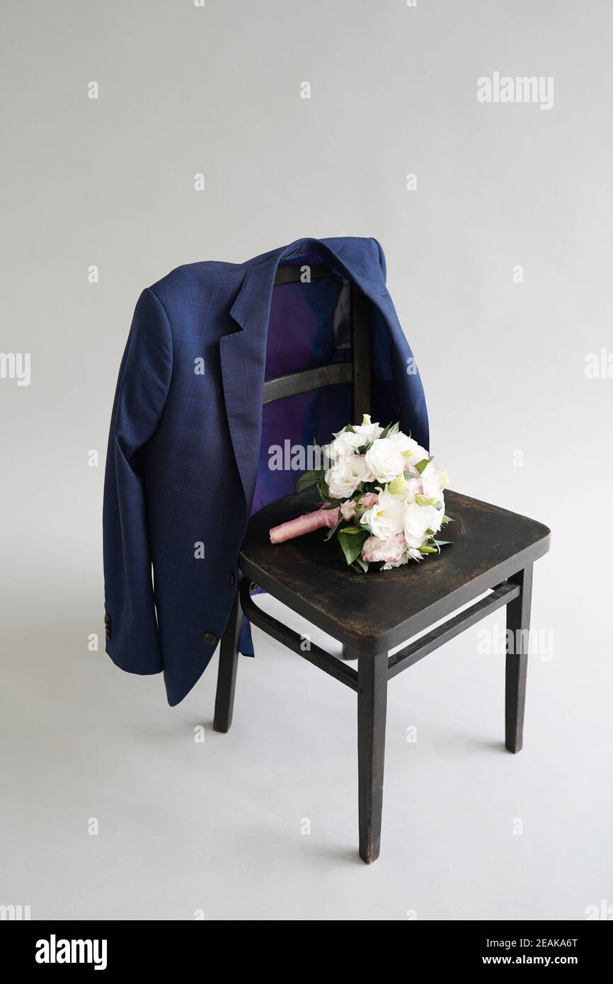 Wedding suit jacket chair hi-res stock photography and images - Alamy