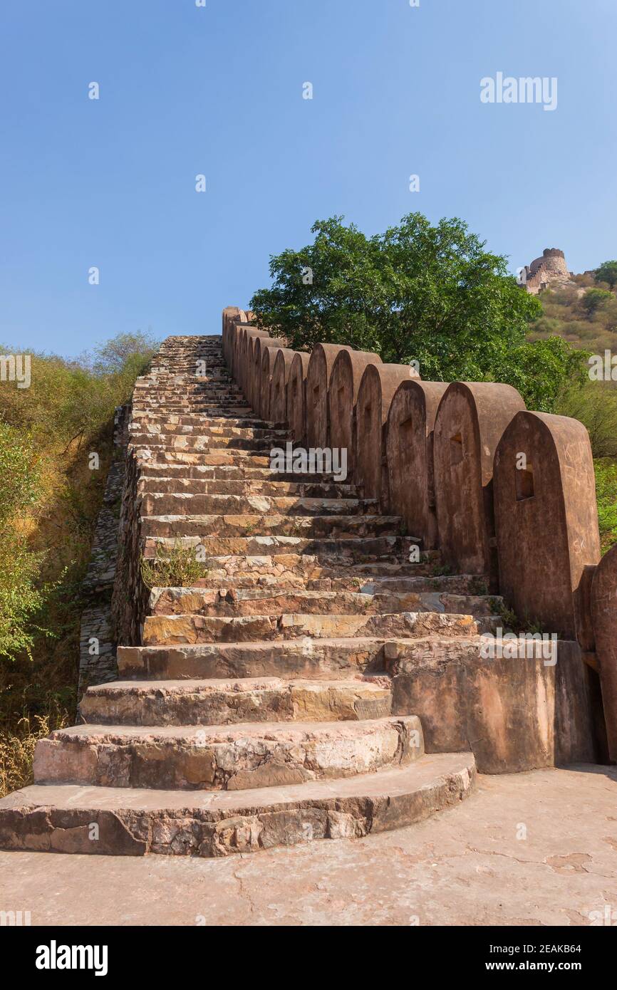 Stairs of watch tower, Amber Fort, Jaipur, Rajasthan, India Stock Photo ...