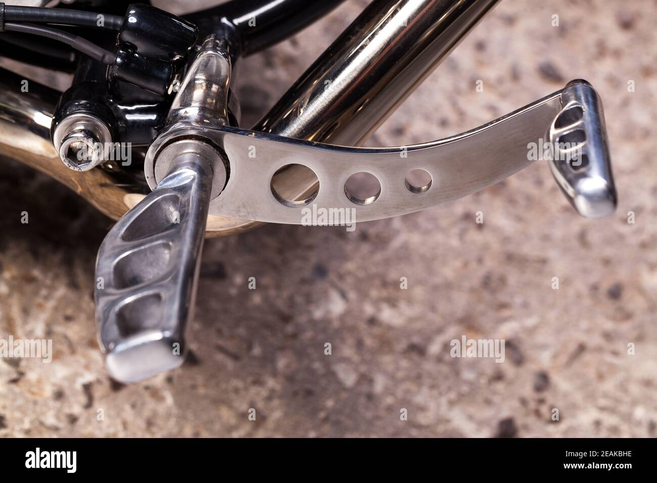 Custom bobber motorbike in an workshop garage Stock Photo - Alamy