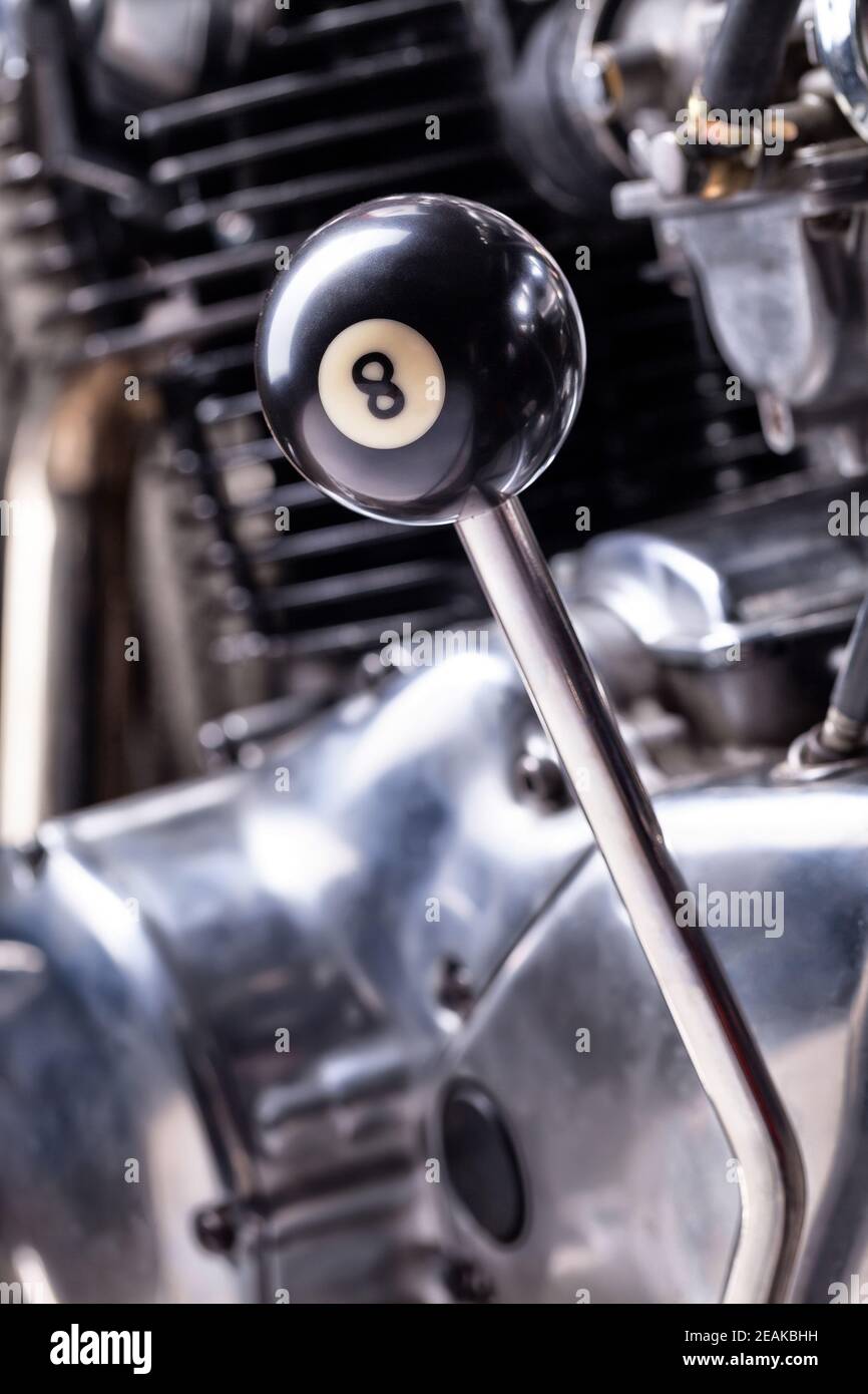 Custom bobber motorbike in an workshop garage Stock Photo - Alamy