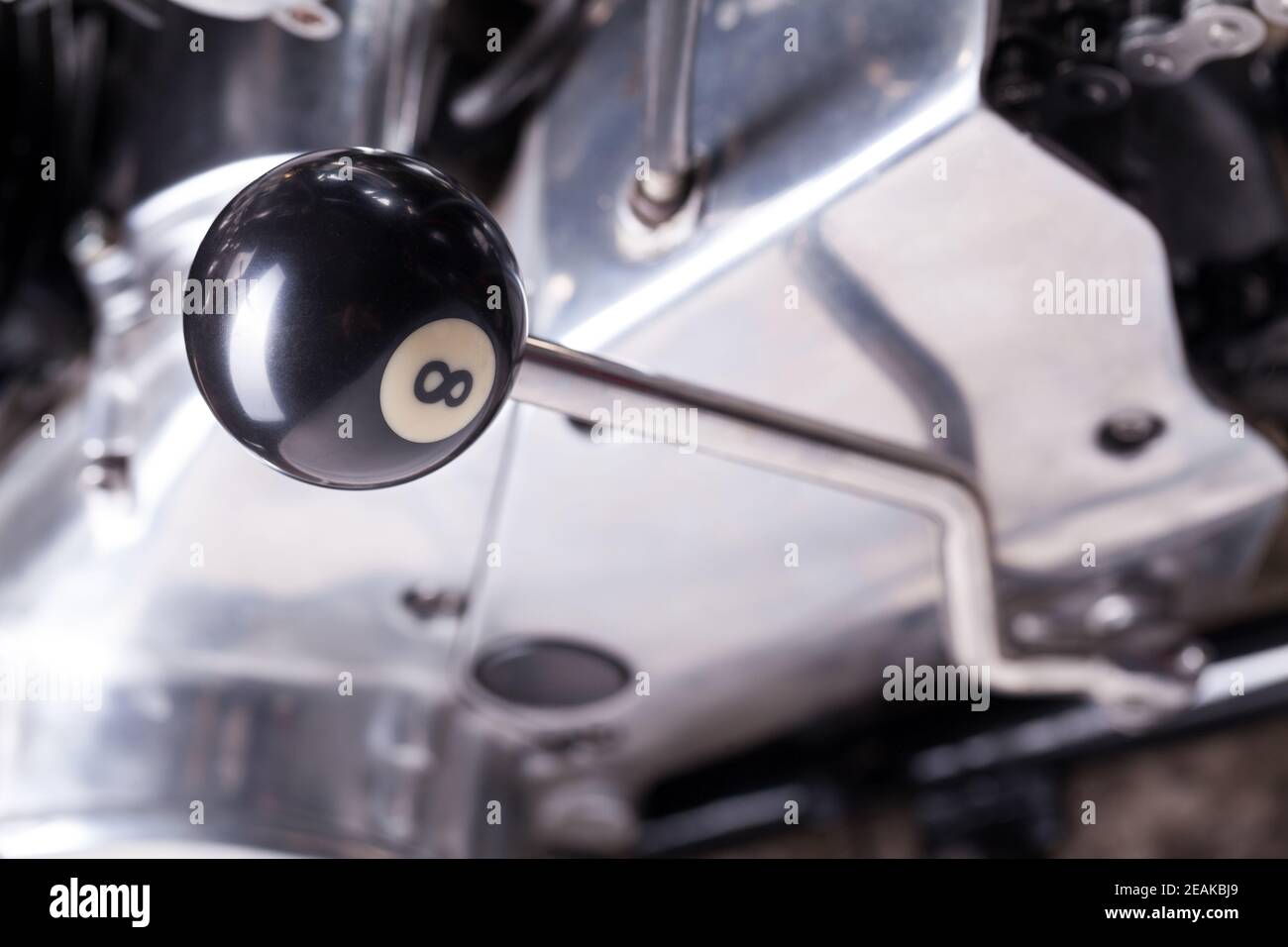 Custom bobber motorbike in an workshop garage Stock Photo - Alamy