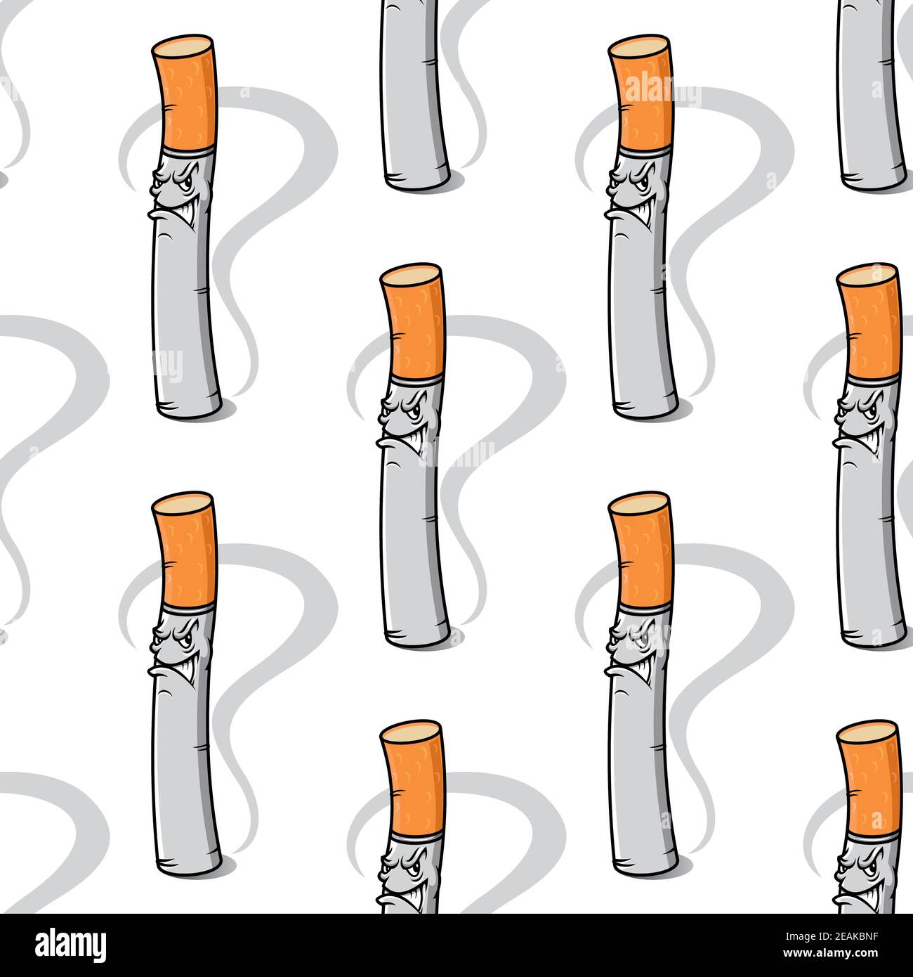 Seamless background pattern of an evil little cigarette with a nasty ...