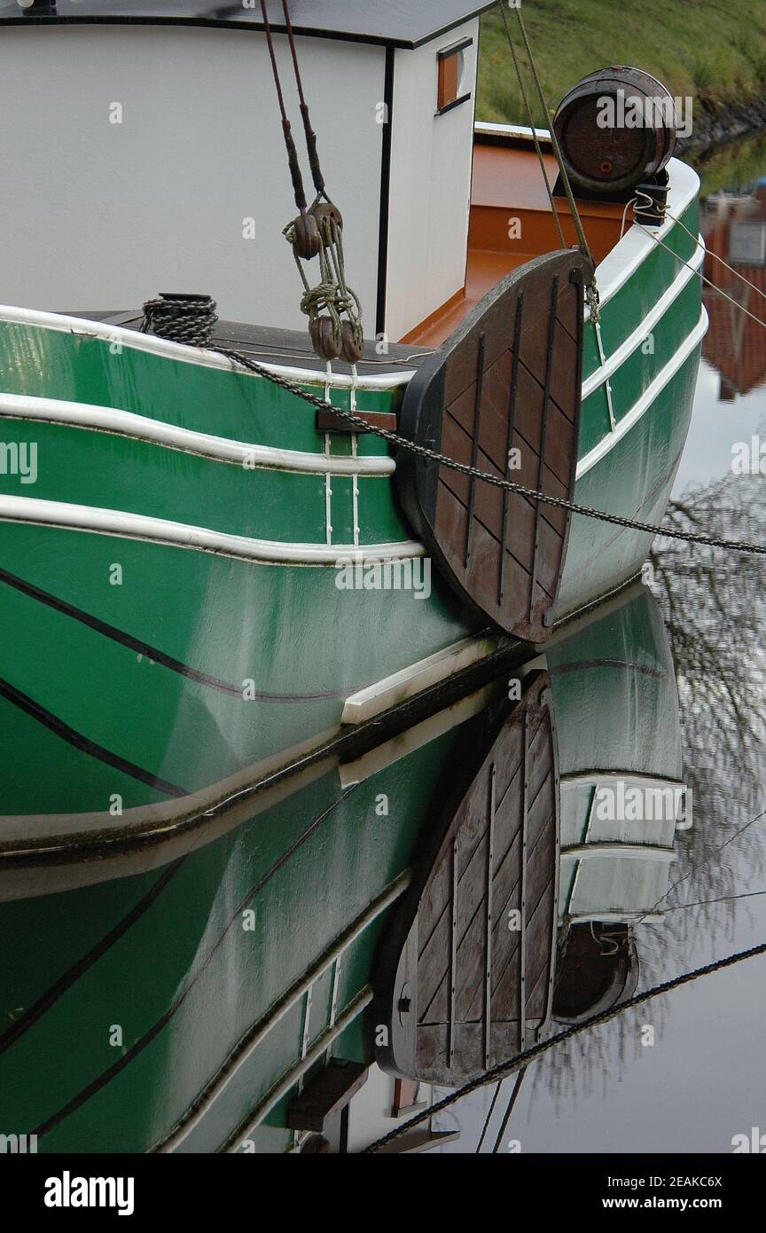 boats and mills in the german eastern frisia Stock Photo - Alamy