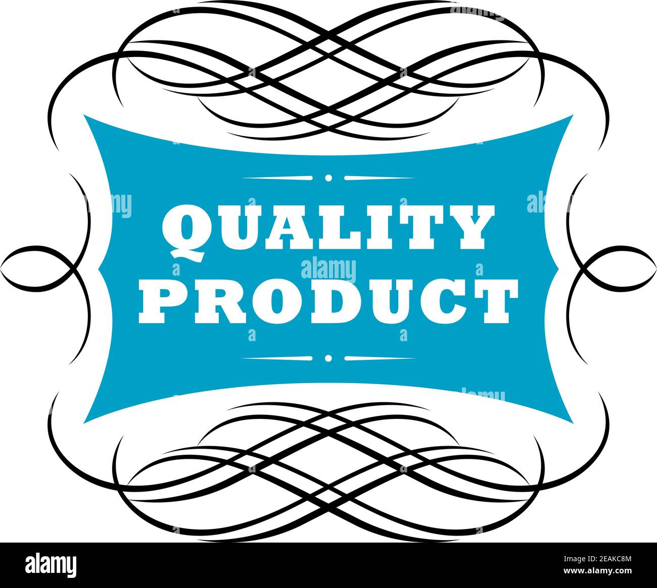 Quality product label with the text contained in a central blue ...