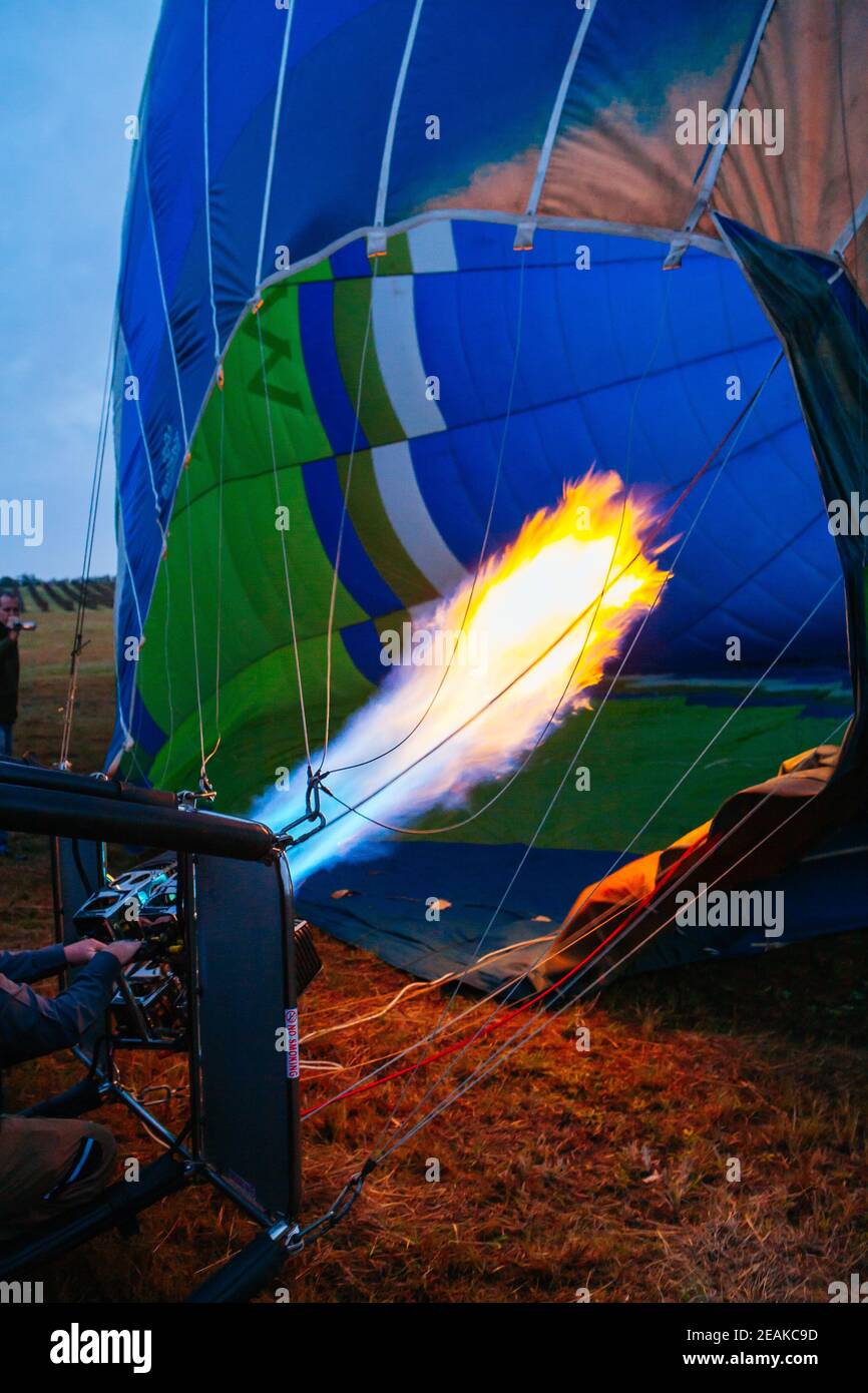 Hot Air Balloon Inflating in Australia Stock Photo - Alamy