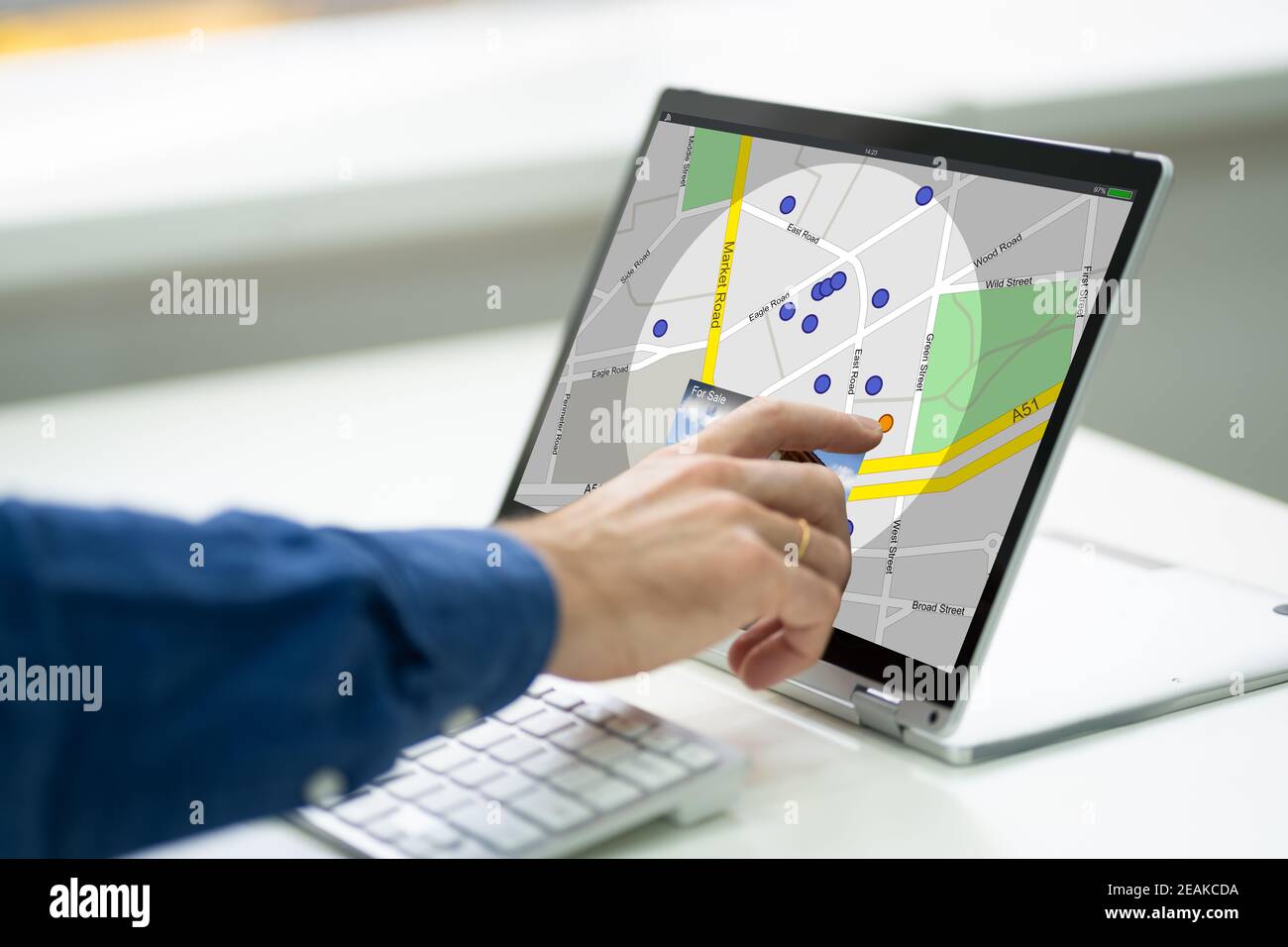 Searching Location On Online GPS Map Stock Photo - Alamy