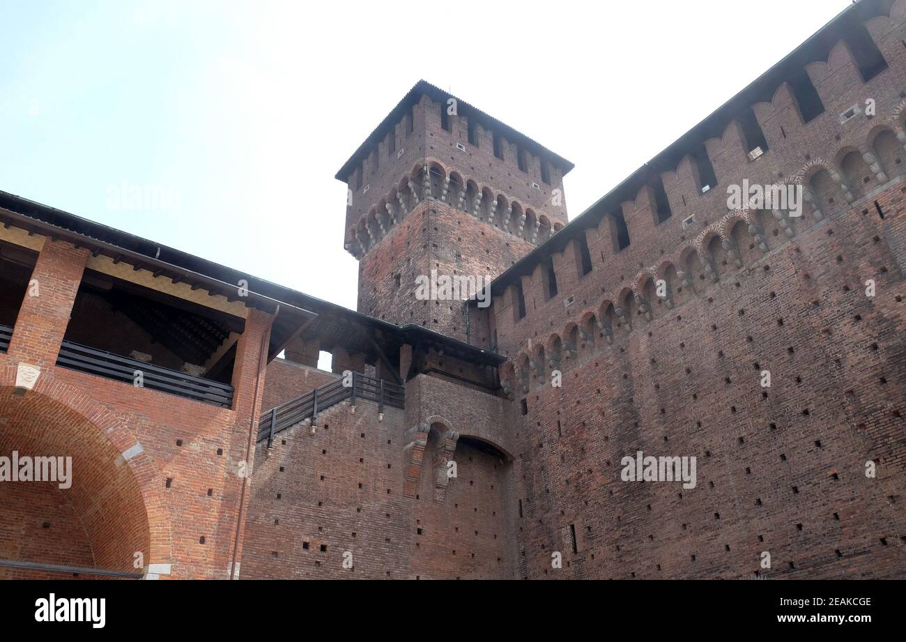 Sforza Castle in Milano, Italy, built in the 15th century by Francesco ...