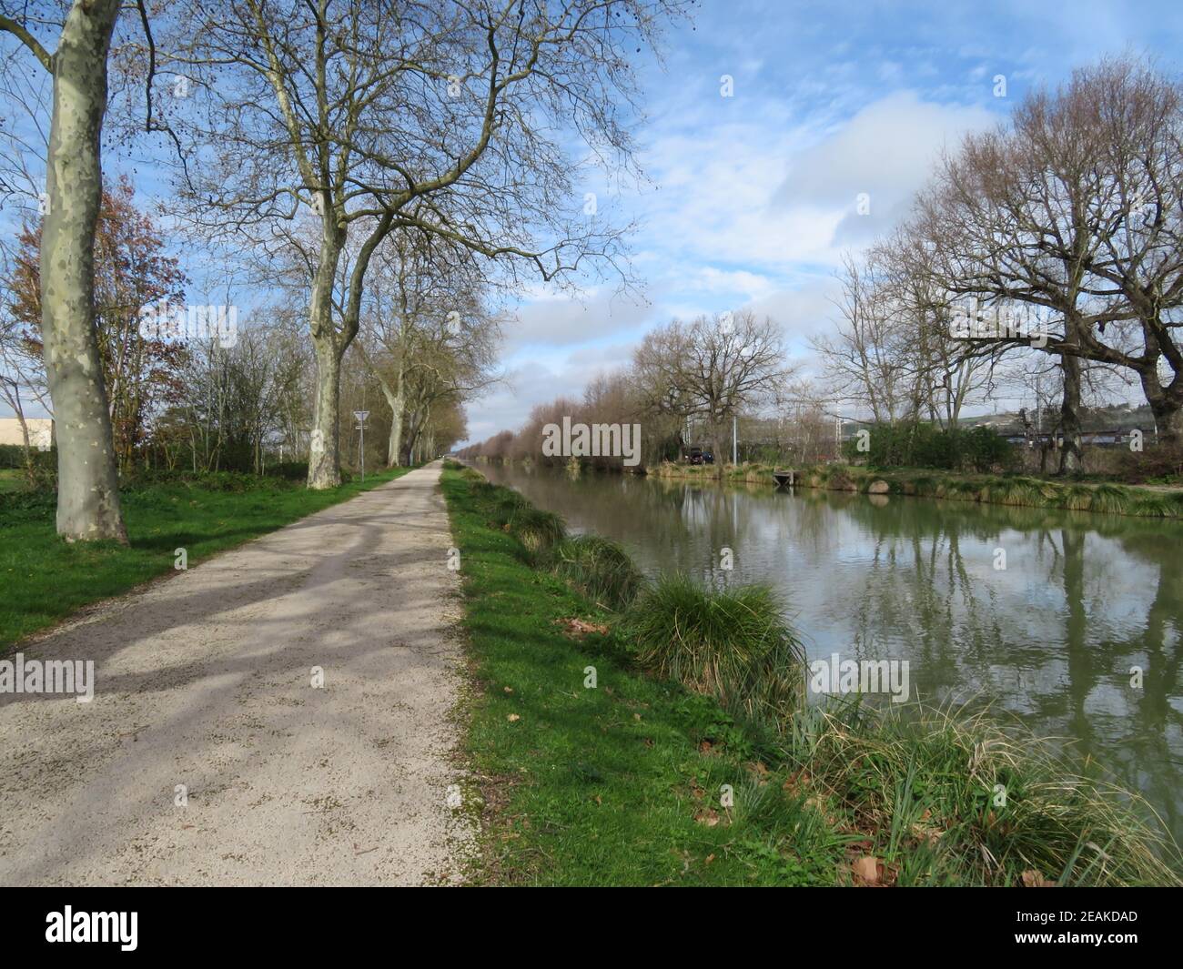 Beautiful Canal in France with a lot of water and a giant walk Stock ...