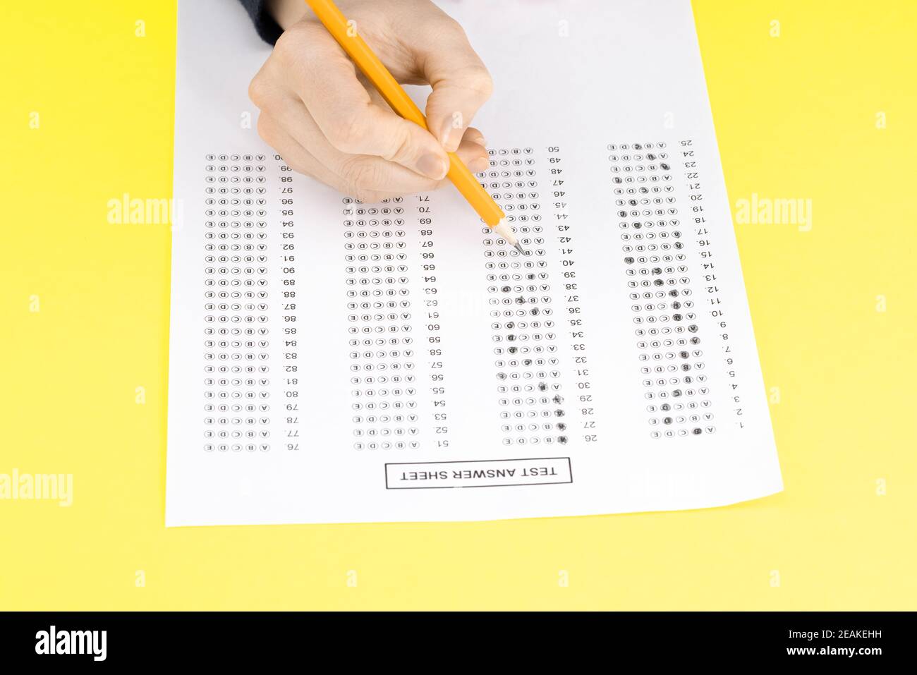 exam test. Filling in the test.Pencil in hand is testing in answer ...