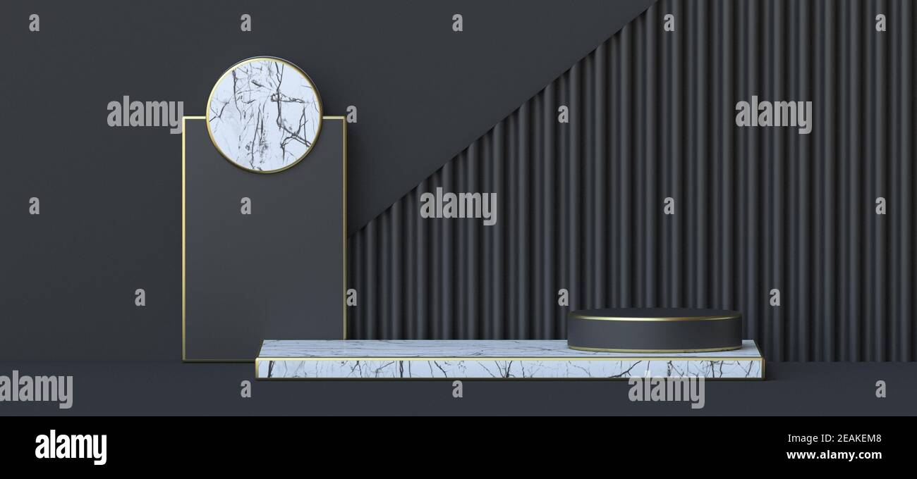 Abstract background white marble circle and rectangle stage 3D Stock ...