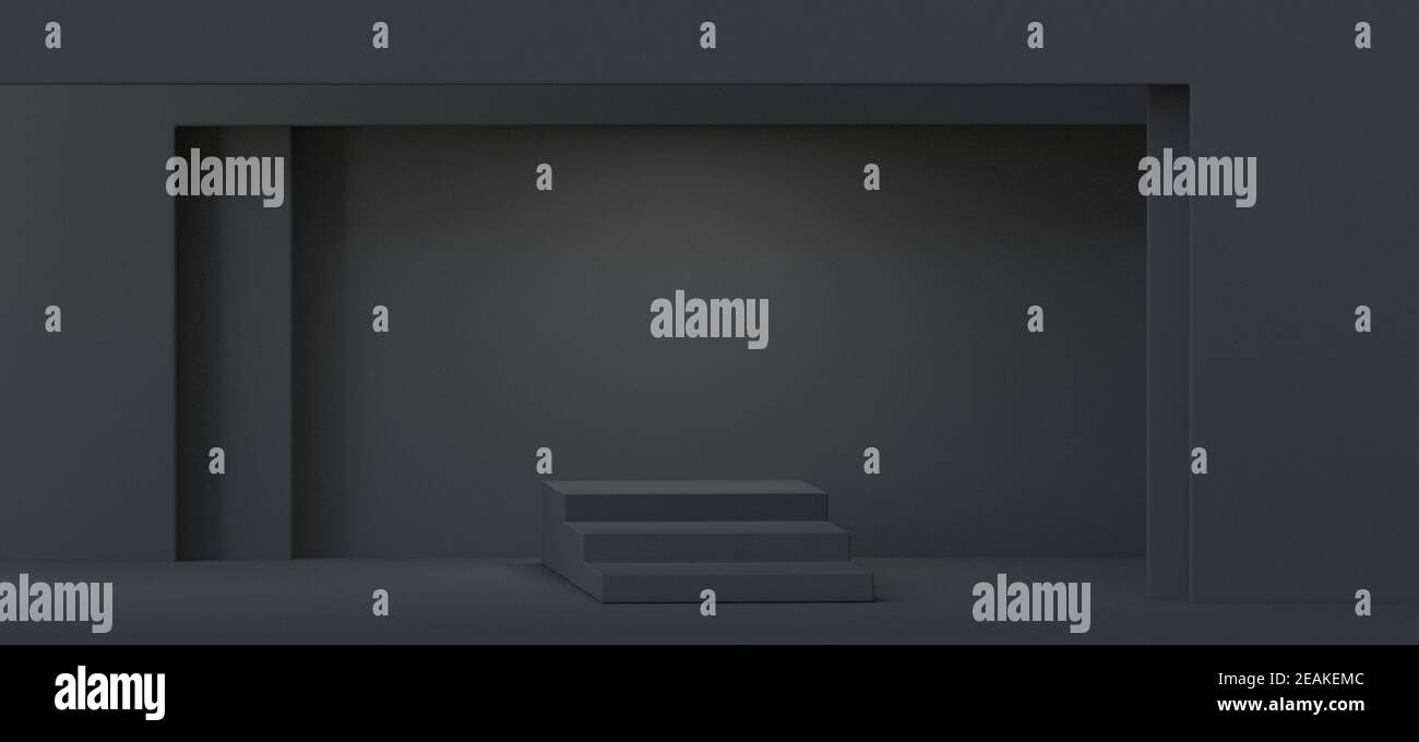 Abstract background black stage with smooth light 3D Stock Photo - Alamy
