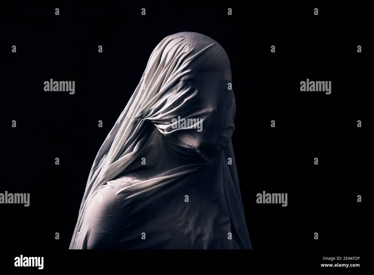 Portrait of a scary ghost isolated on black background Stock Photo - Alamy