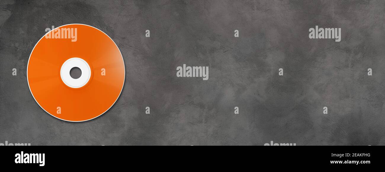 Orange CD - DVD mockup template isolated on concrete background banner ...