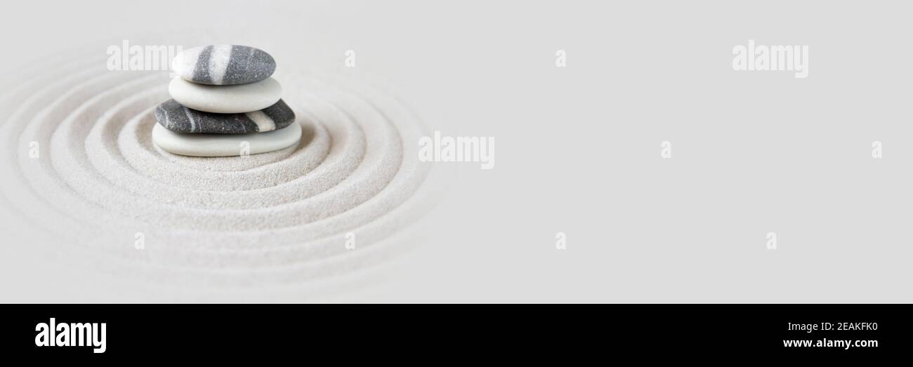 Zen japanese garden background. Horizontal banner Stock Photo - Alamy