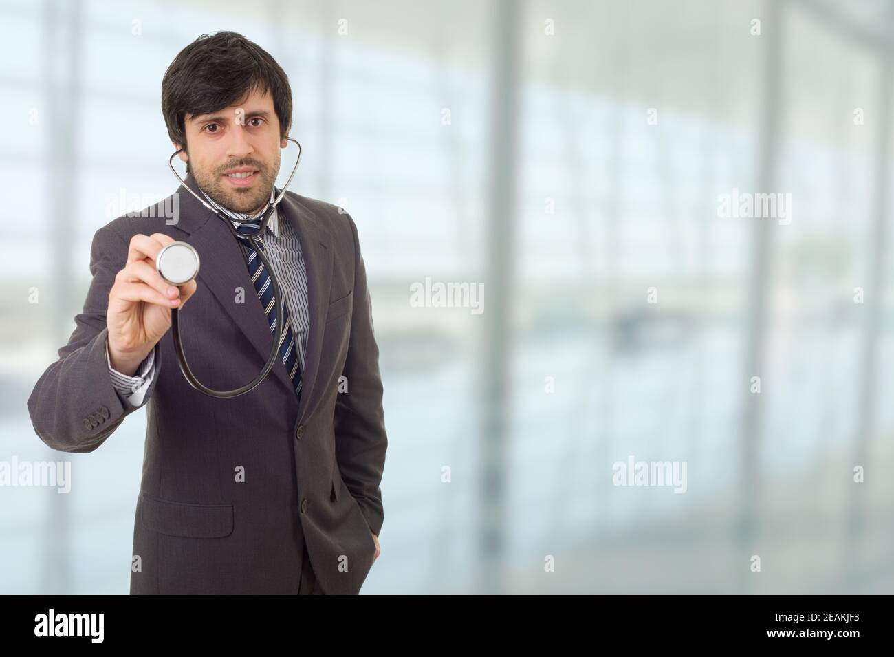 Happy friendly caucasian doctor stethoscope hi-res stock photography ...