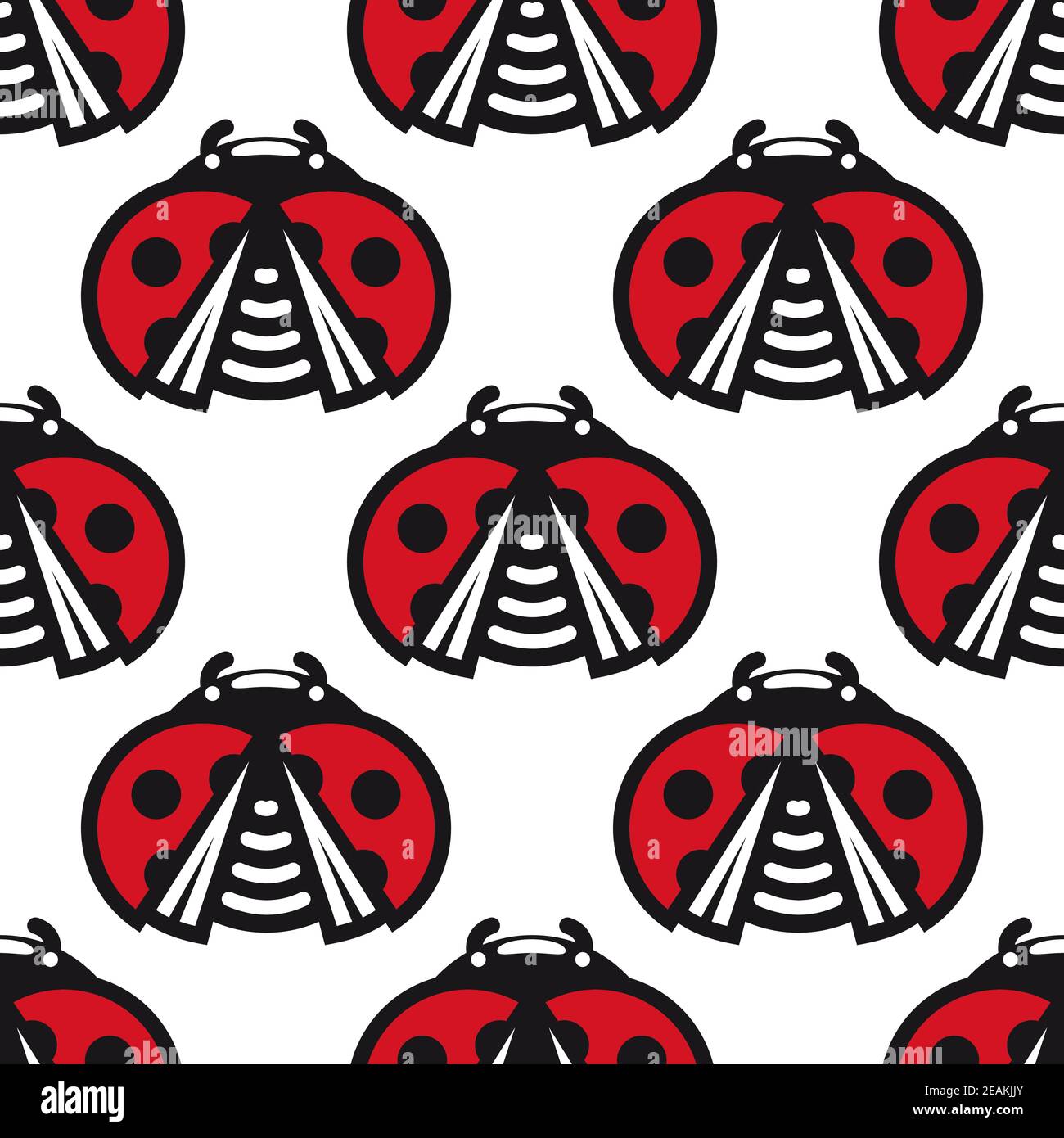 Seamless background pattern of little spotted red ladybugs or ladybirds ...