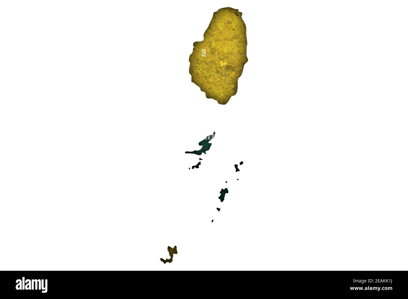 Map and flag of Saint Vincent and the Grenadines on weathered concrete ...