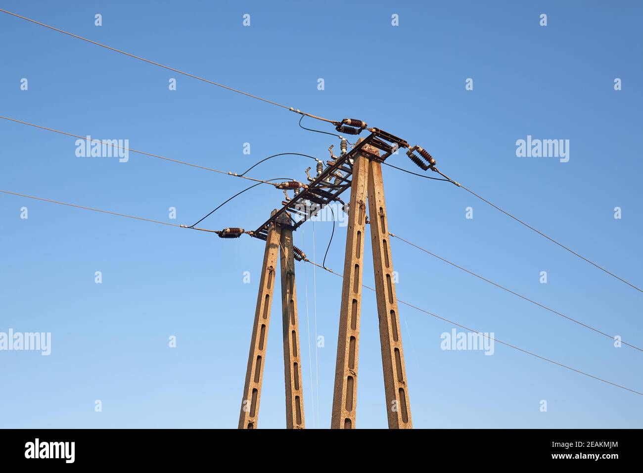 Electric line column Stock Photo - Alamy