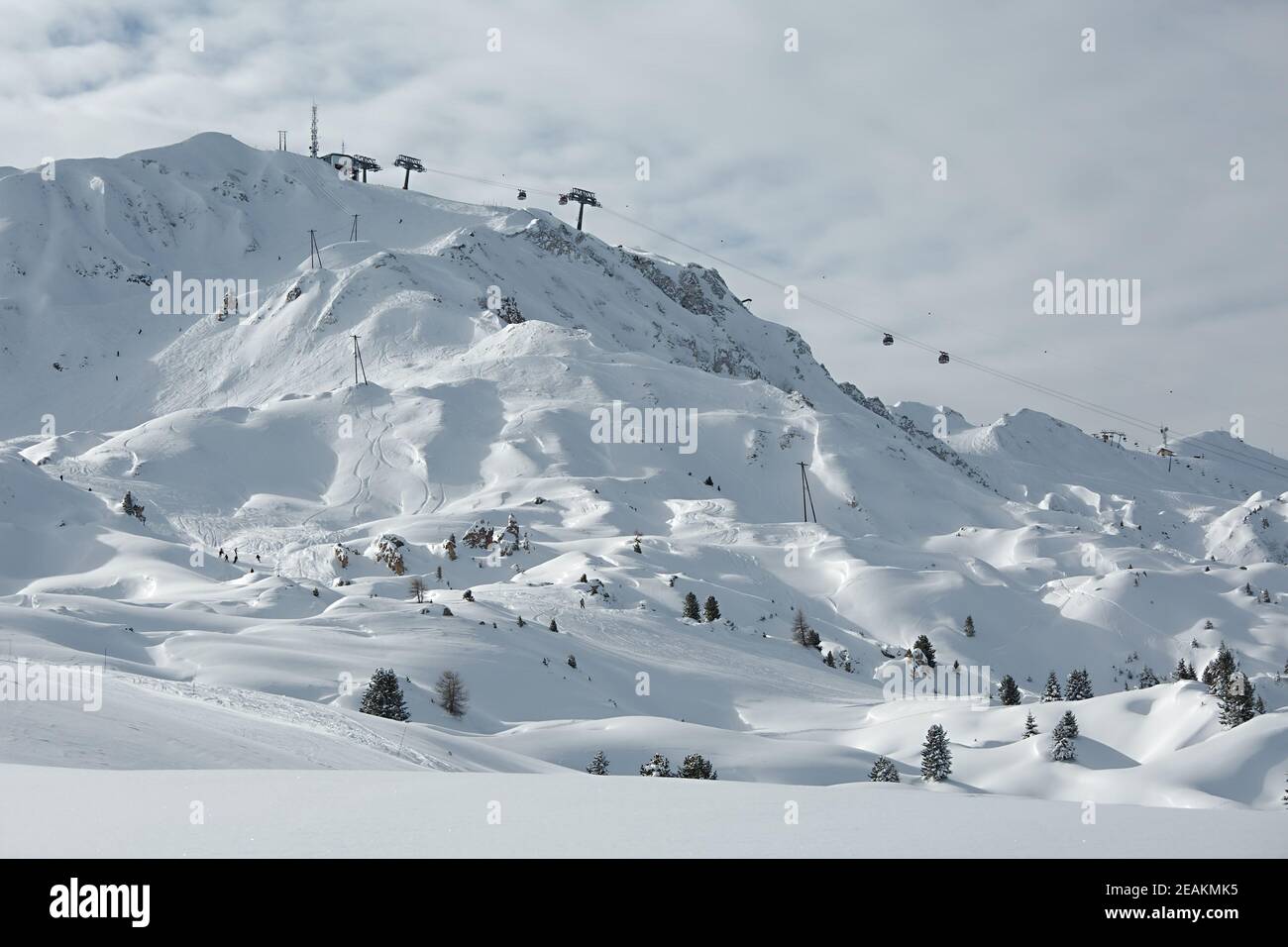 Mountain skiing slopes, snowy Alpine landscape Stock Photo - Alamy