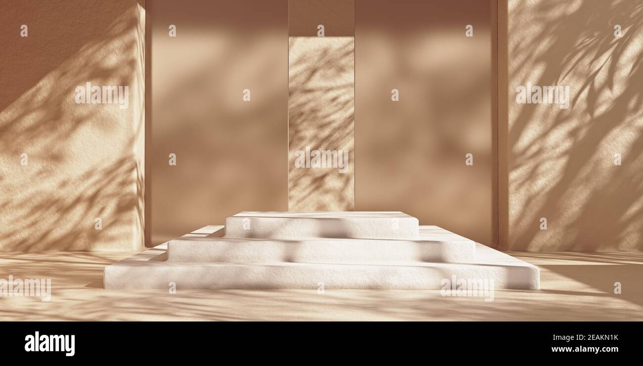 Stone steps podium mockup for packaging and cosmetic presentation ...