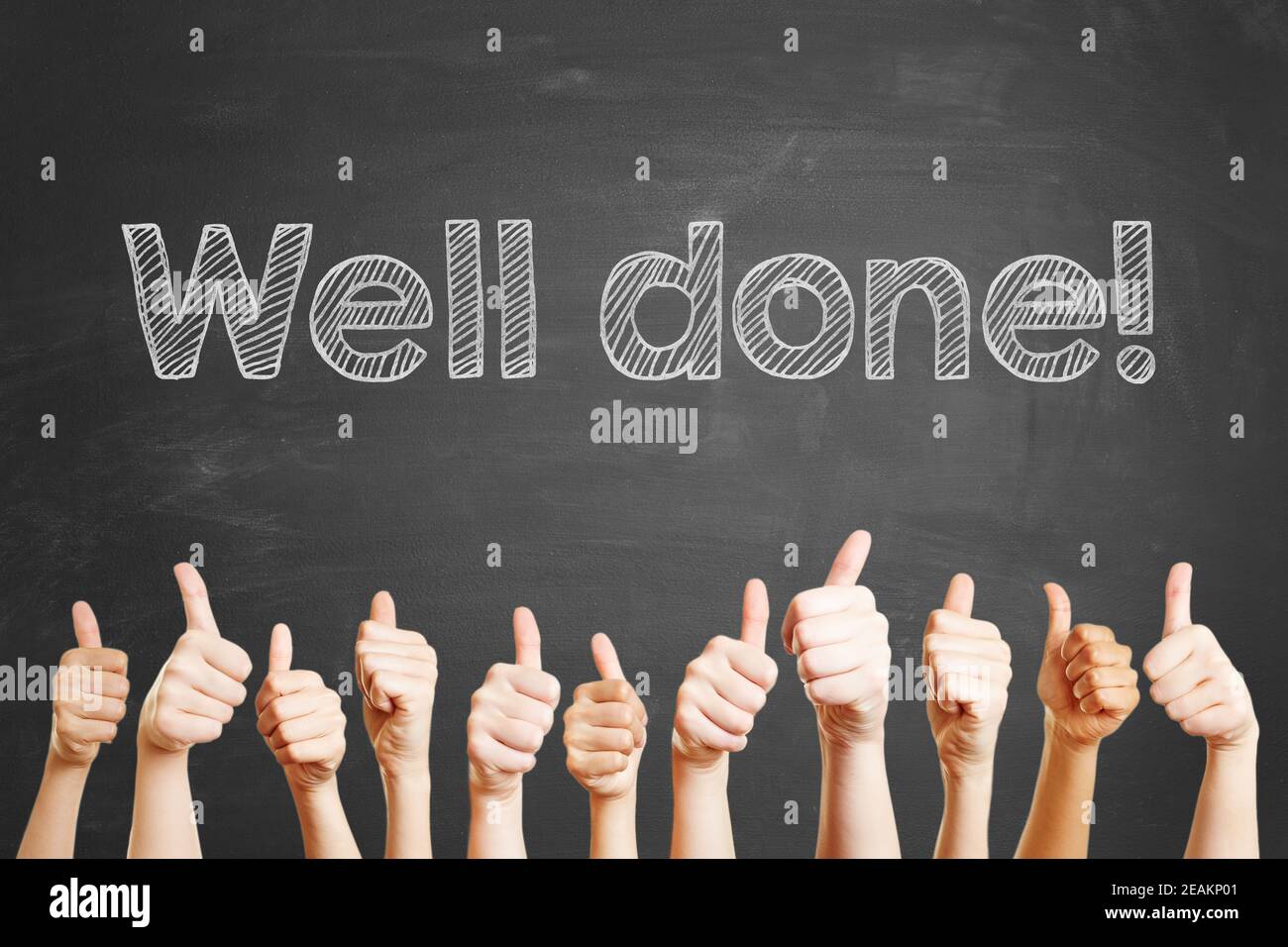 Congratulations saying in English Well done on blackboard with chalk ...