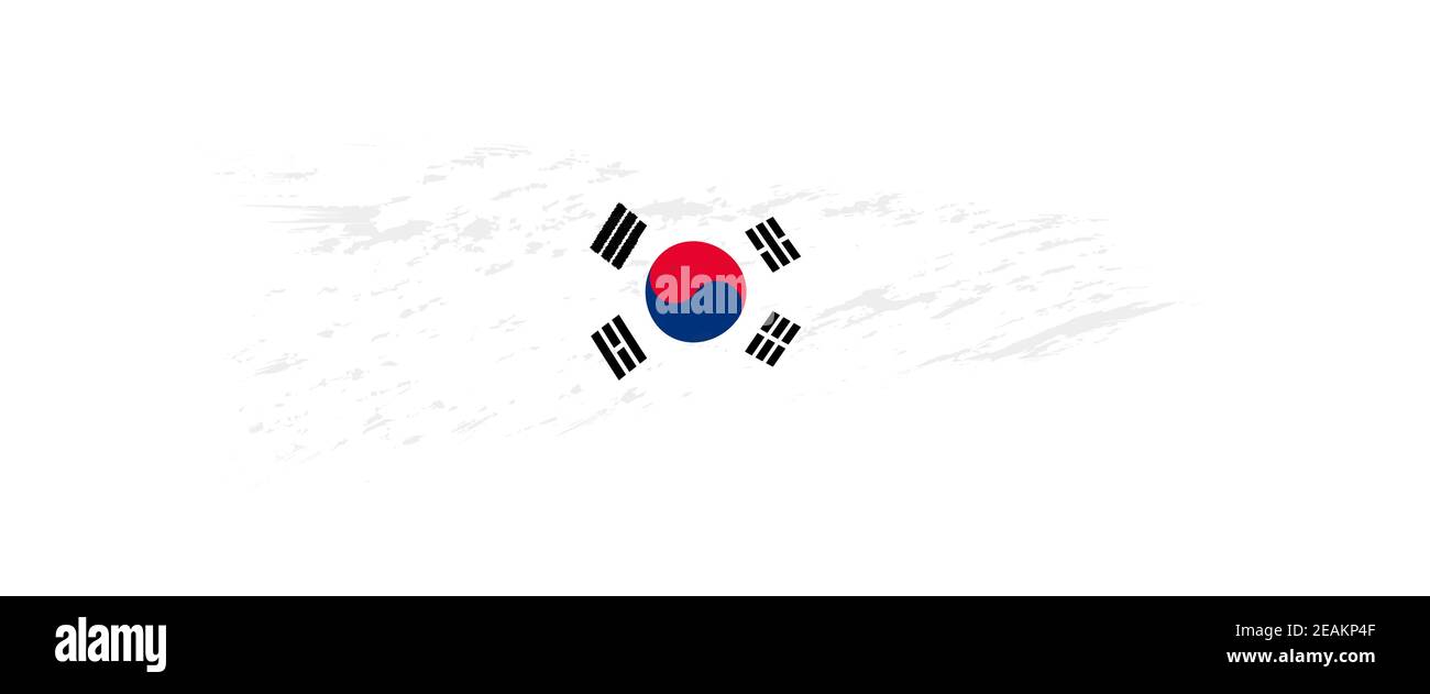 Flag Of South Korea In Grunge Brush Stroke Vector Grunge Illustration