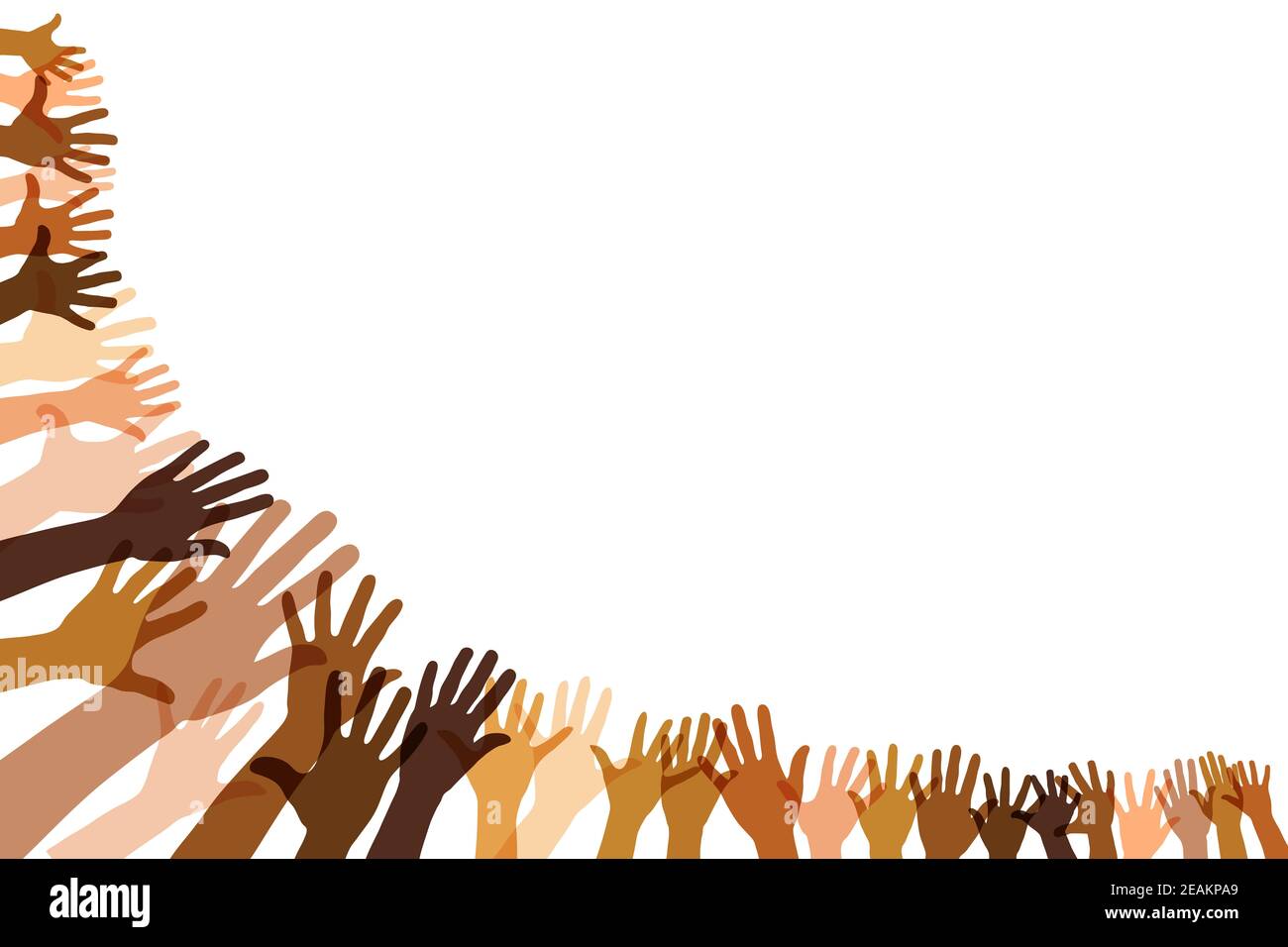 Lots of transparent hands as a multicultural group and team concept ...