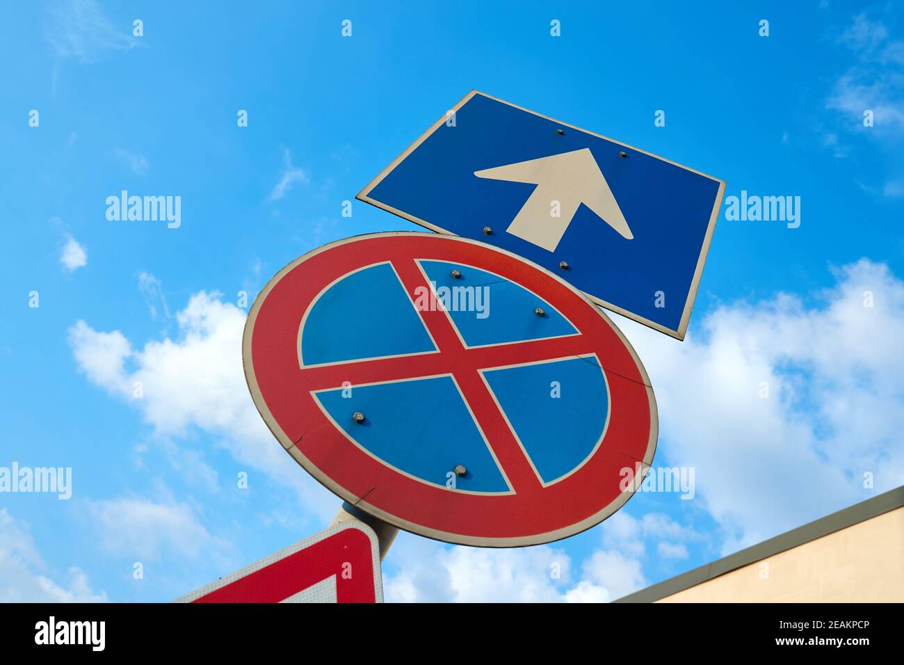 One way street no stopping traffic sign Stock Photo - Alamy